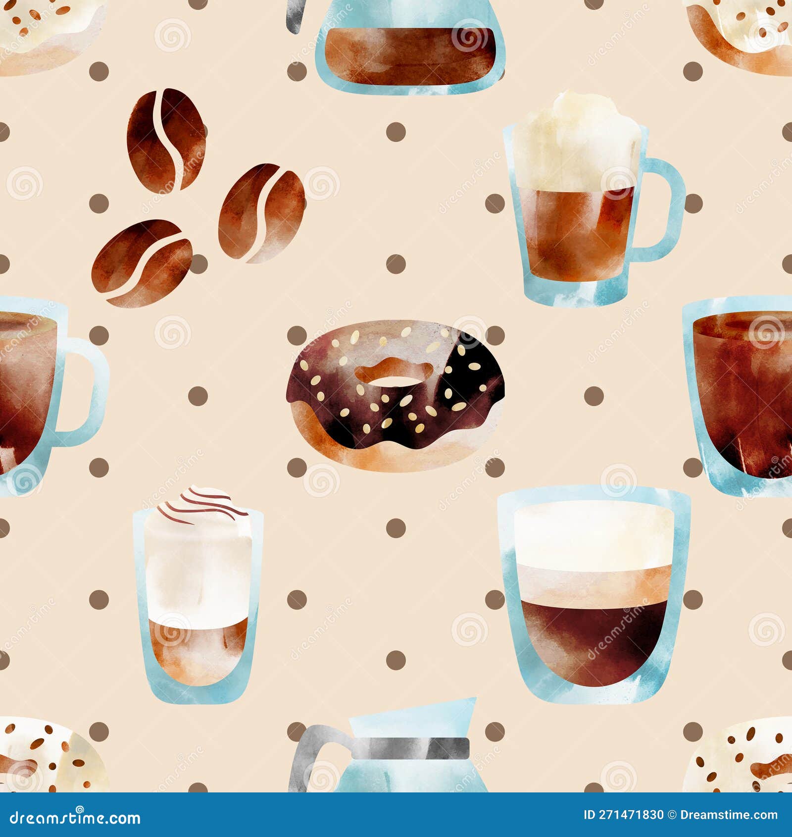 Seamless Repeating Pattern for Coffee Lovers Stock Illustration ...