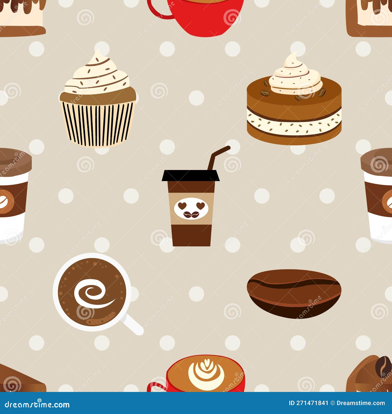 Seamless Repeating Pattern for Coffee Lovers Stock Illustration ...