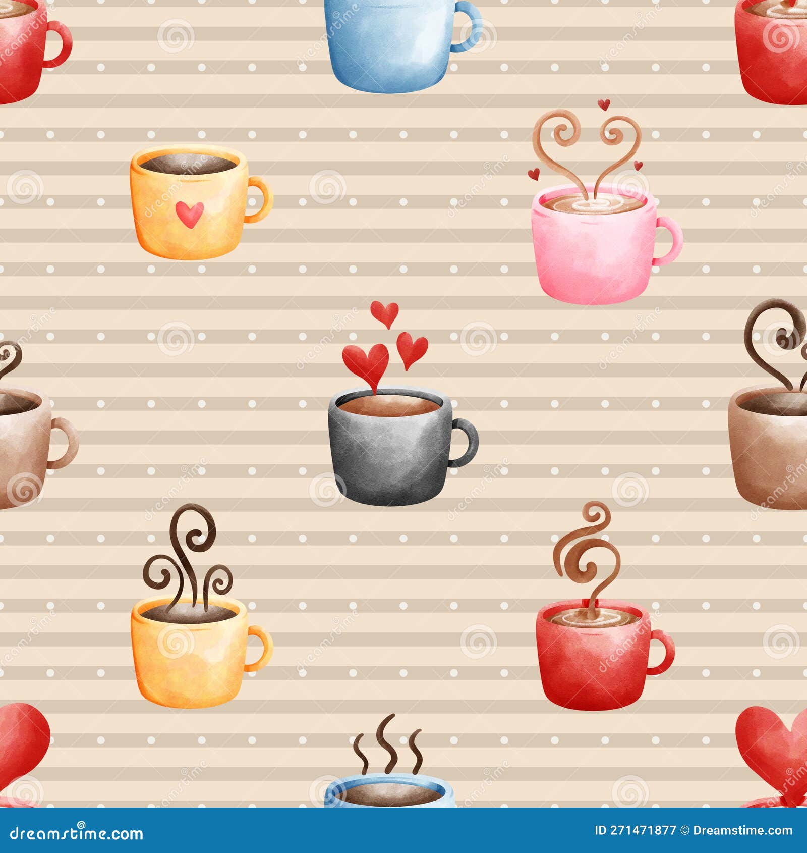 Seamless Repeating Pattern for Coffee Lovers Stock Illustration ...