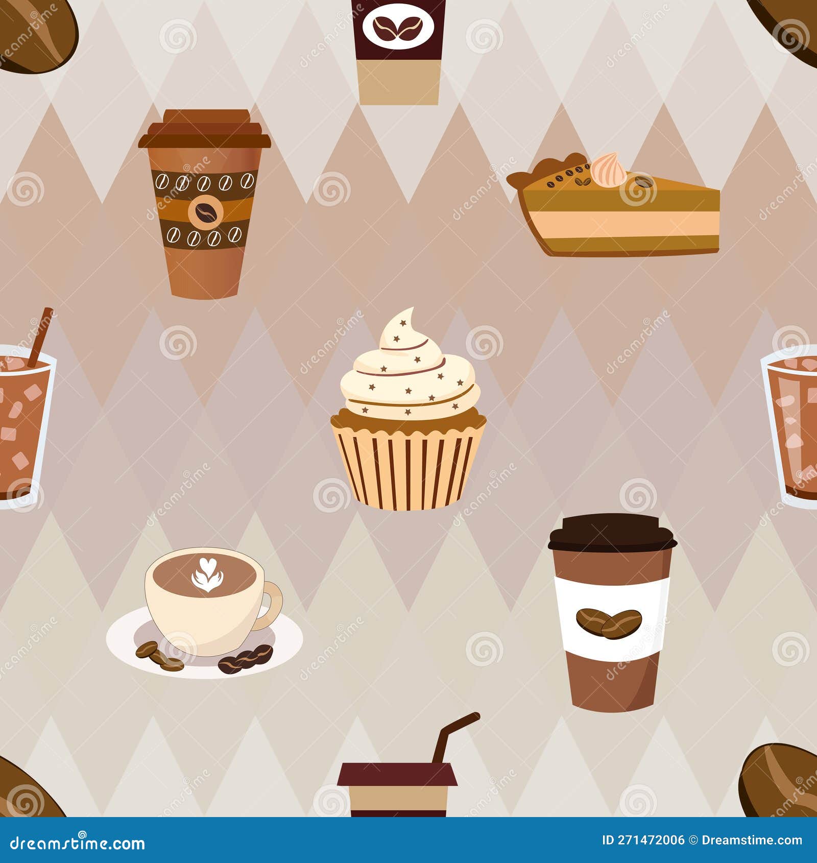 Seamless Repeating Pattern for Coffee Lovers Stock Illustration ...