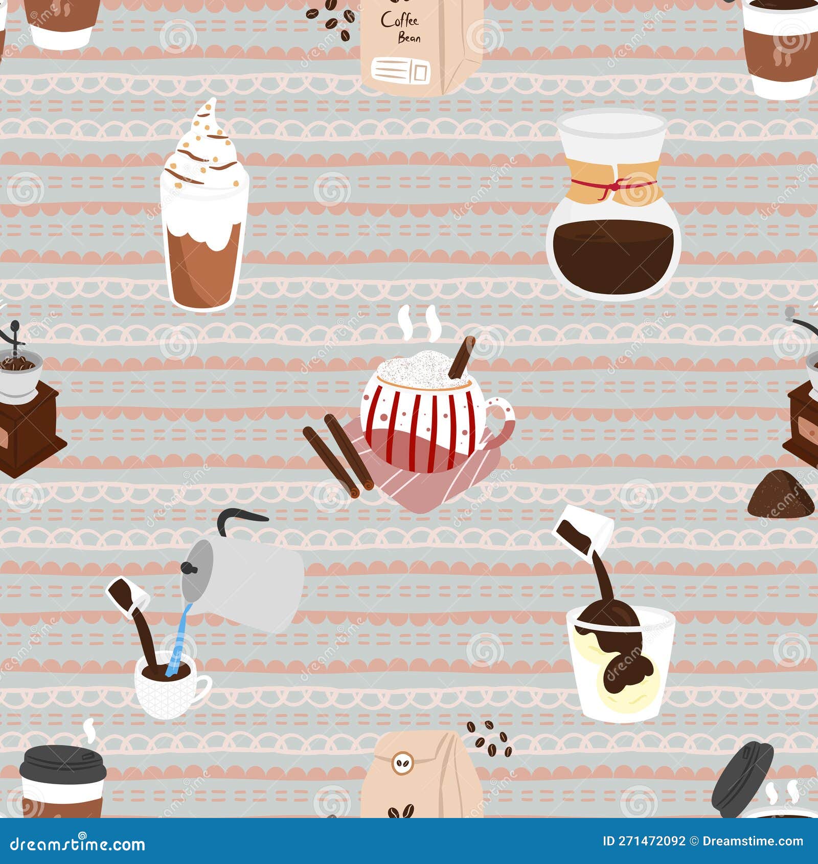 Seamless Repeating Pattern for Coffee Lovers Stock Illustration ...