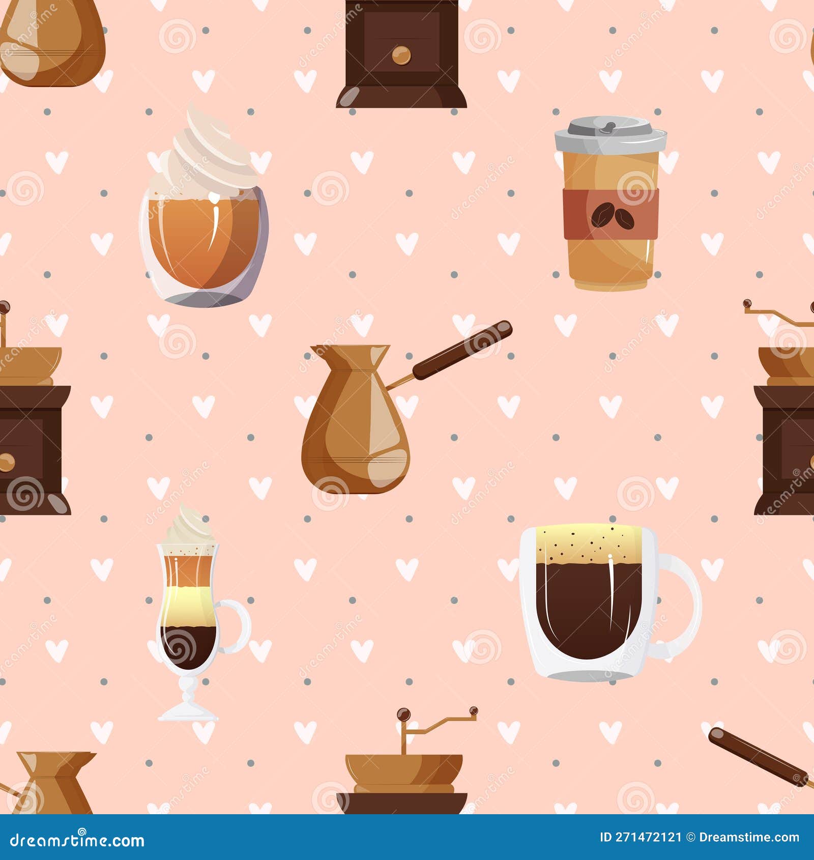 Seamless Repeating Pattern for Coffee Lovers Stock Illustration ...