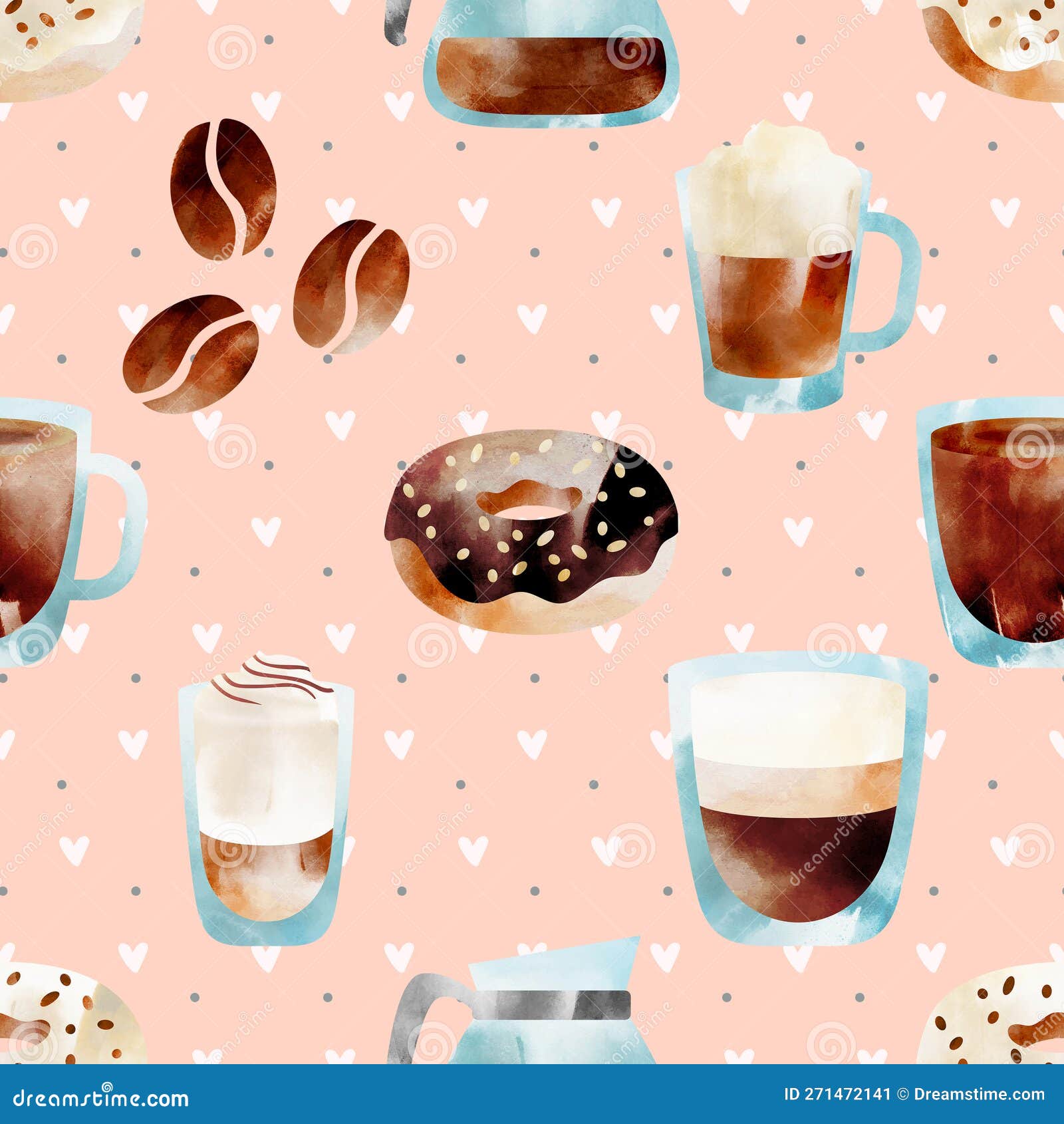Seamless Repeating Pattern for Coffee Lovers Stock Illustration ...