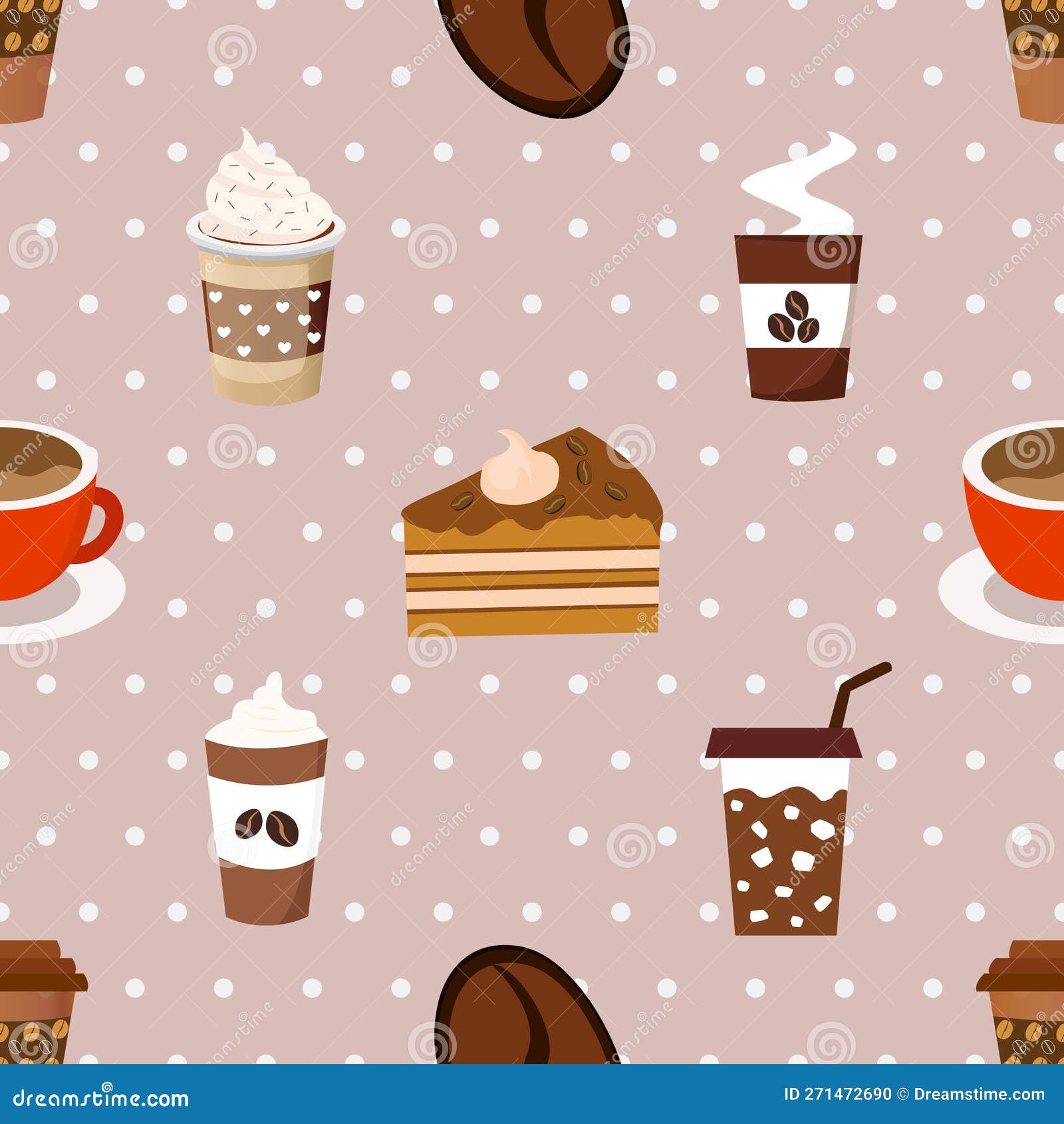 Seamless Repeating Pattern for Coffee Lovers Stock Illustration ...