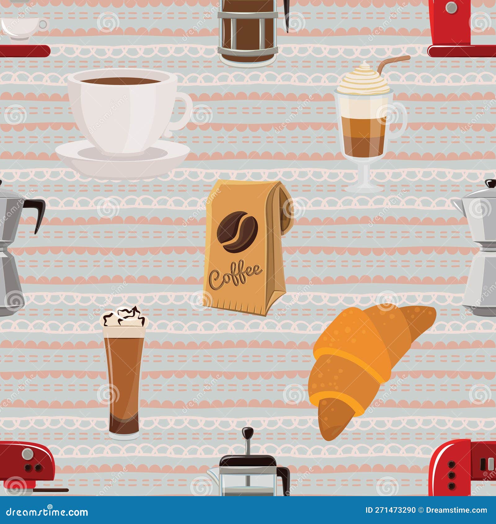 Seamless Repeating Pattern for Coffee Lovers Stock Illustration ...