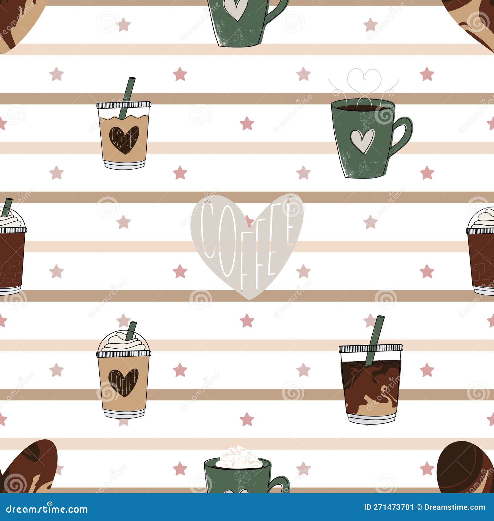 Seamless Repeating Pattern for Coffee Lovers Stock Illustration ...