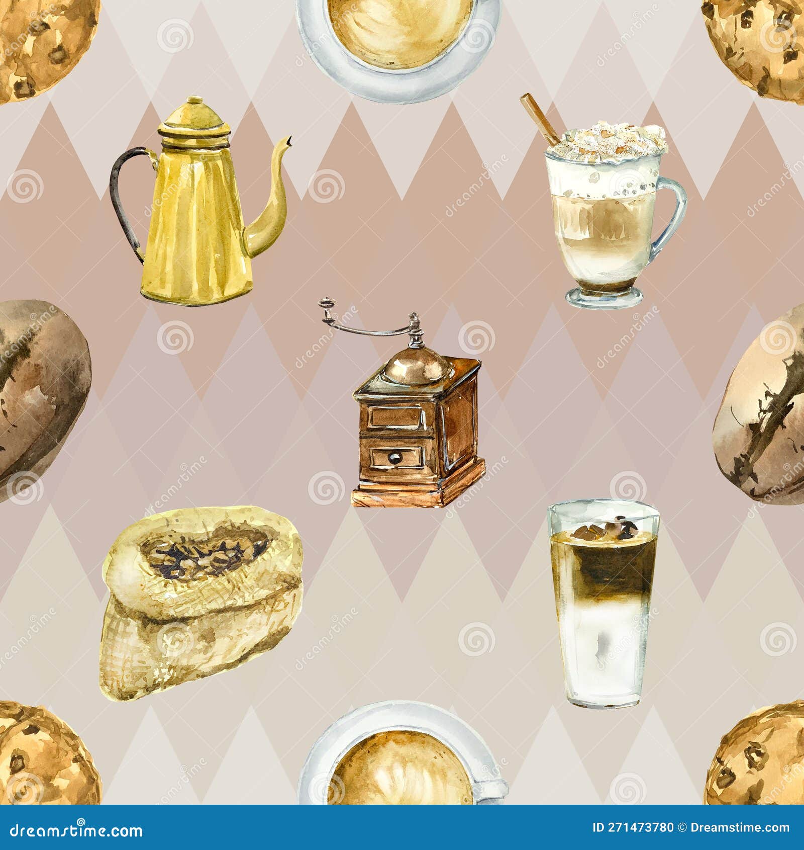 Seamless Repeating Pattern for Coffee Lovers Stock Illustration ...