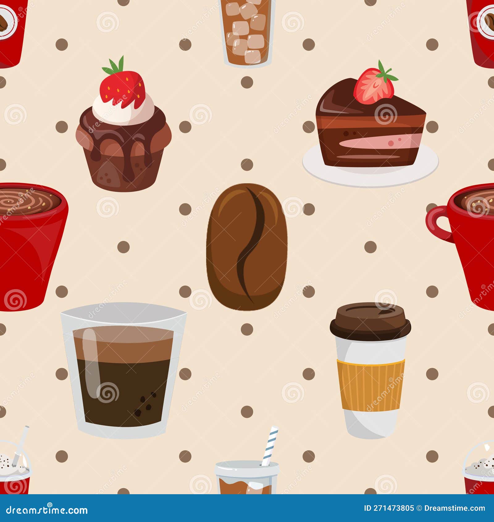 Seamless Repeating Pattern for Coffee Lovers Stock Illustration ...