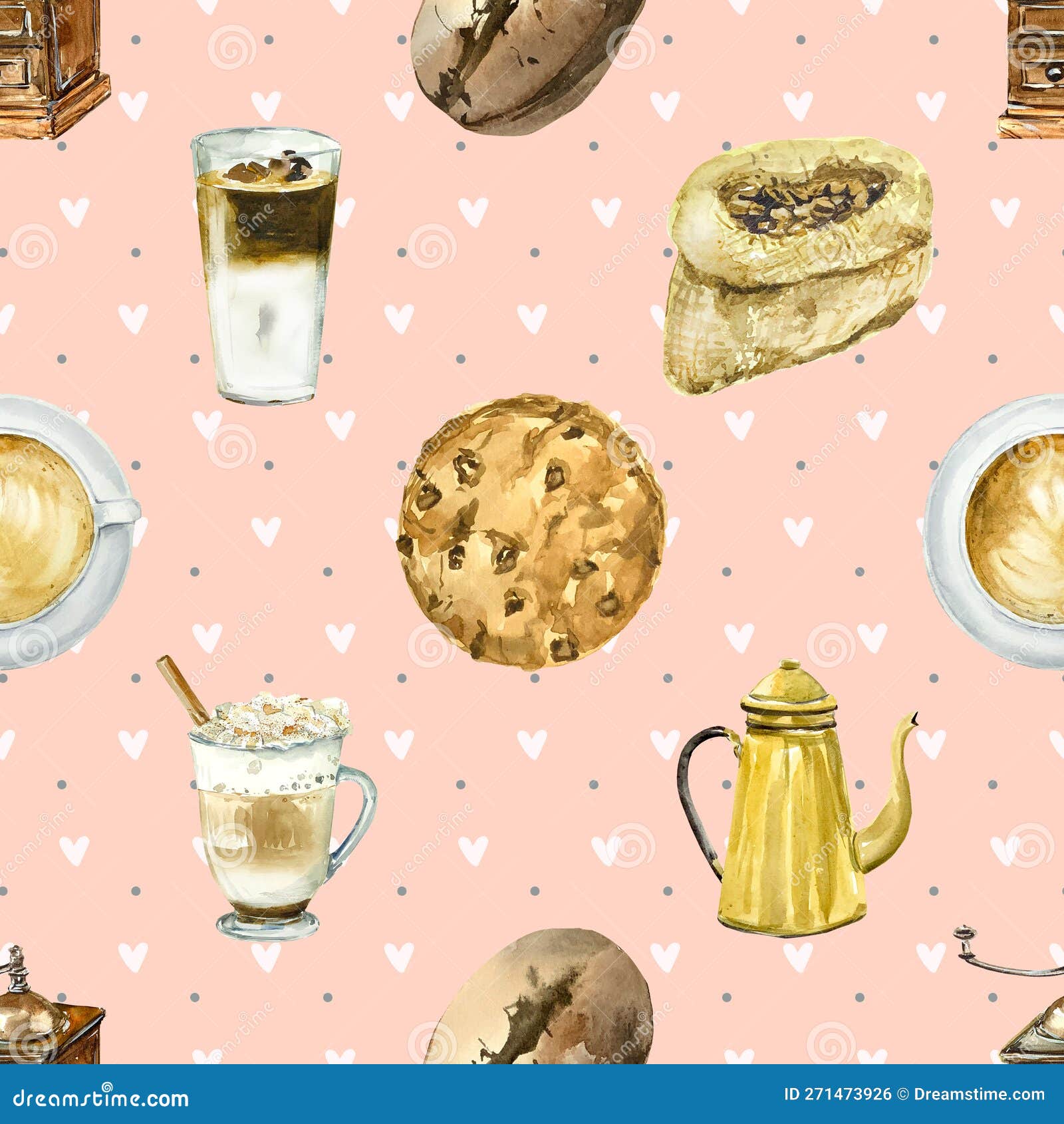 Seamless Repeating Pattern for Coffee Lovers Stock Illustration ...