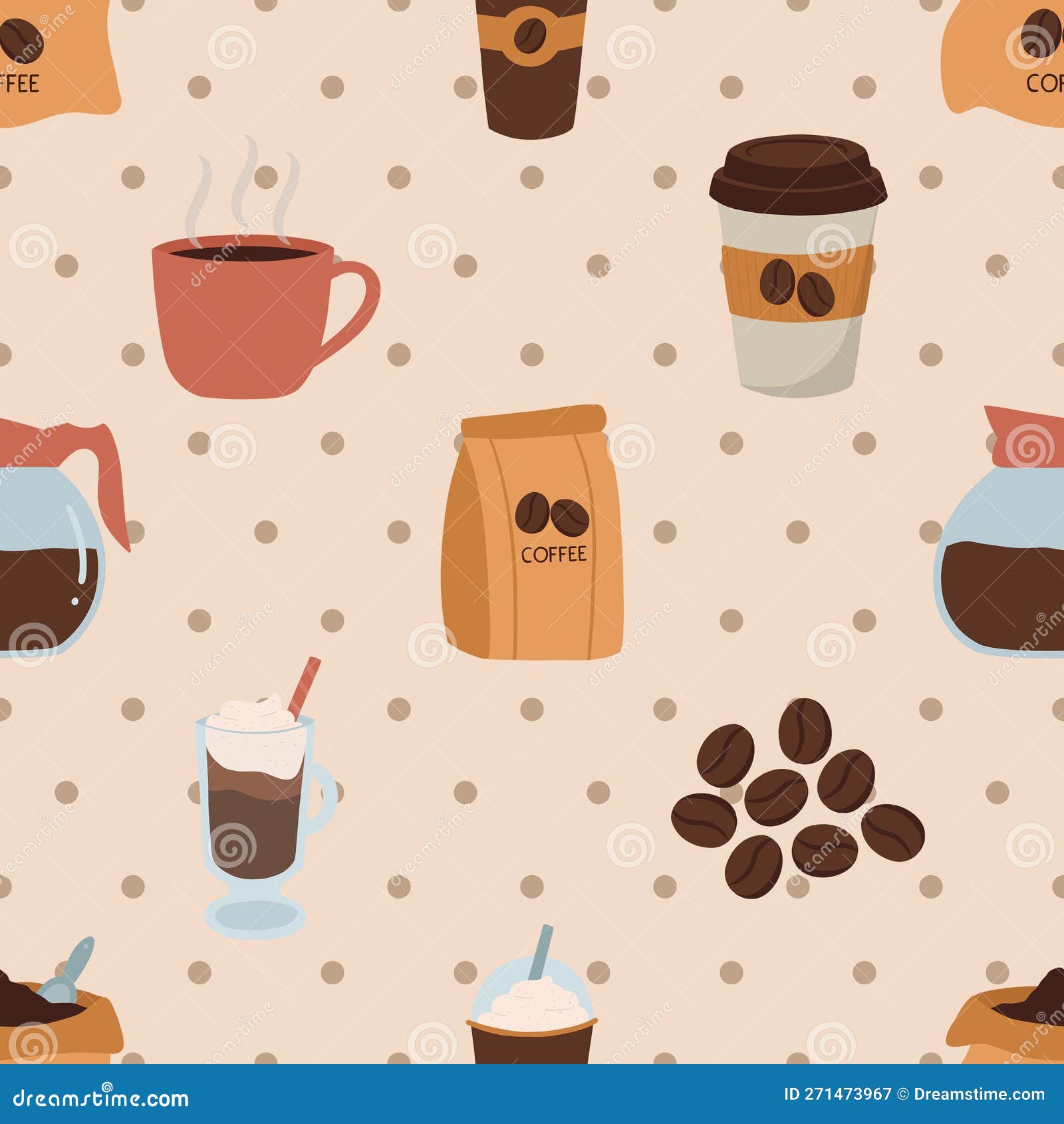 Seamless Repeating Pattern for Coffee Lovers Stock Illustration ...