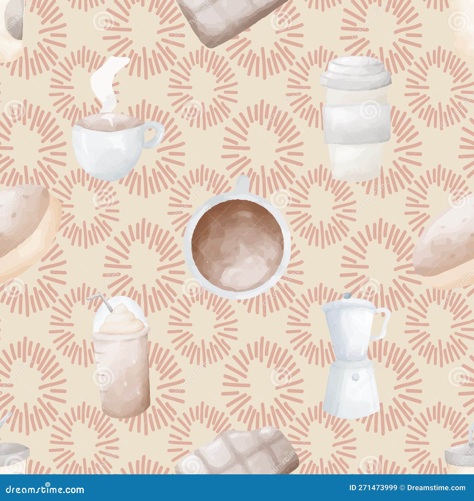 Seamless Repeating Pattern for Coffee Lovers Stock Illustration ...