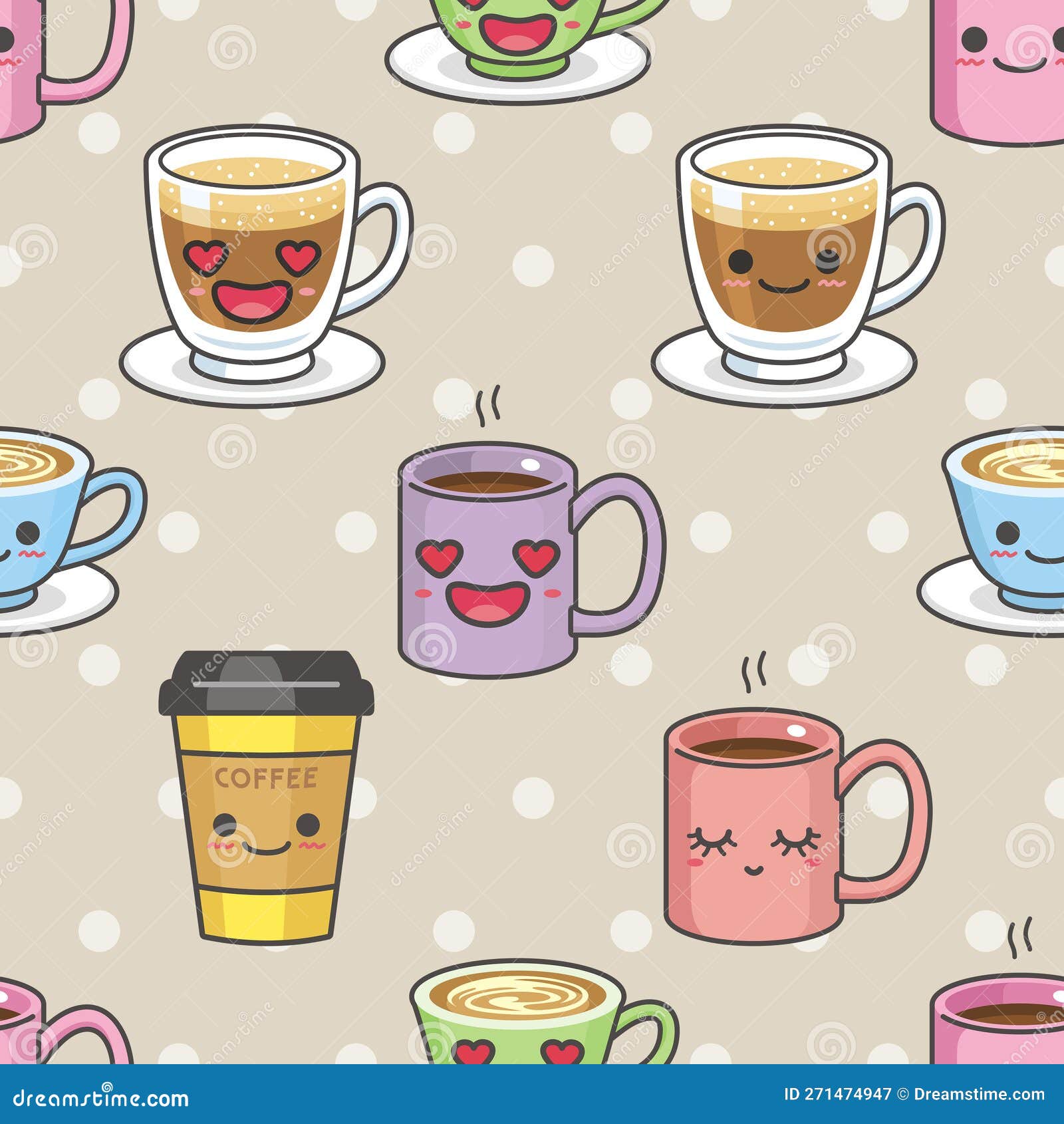 Seamless Repeating Pattern for Coffee Lovers Stock Illustration ...