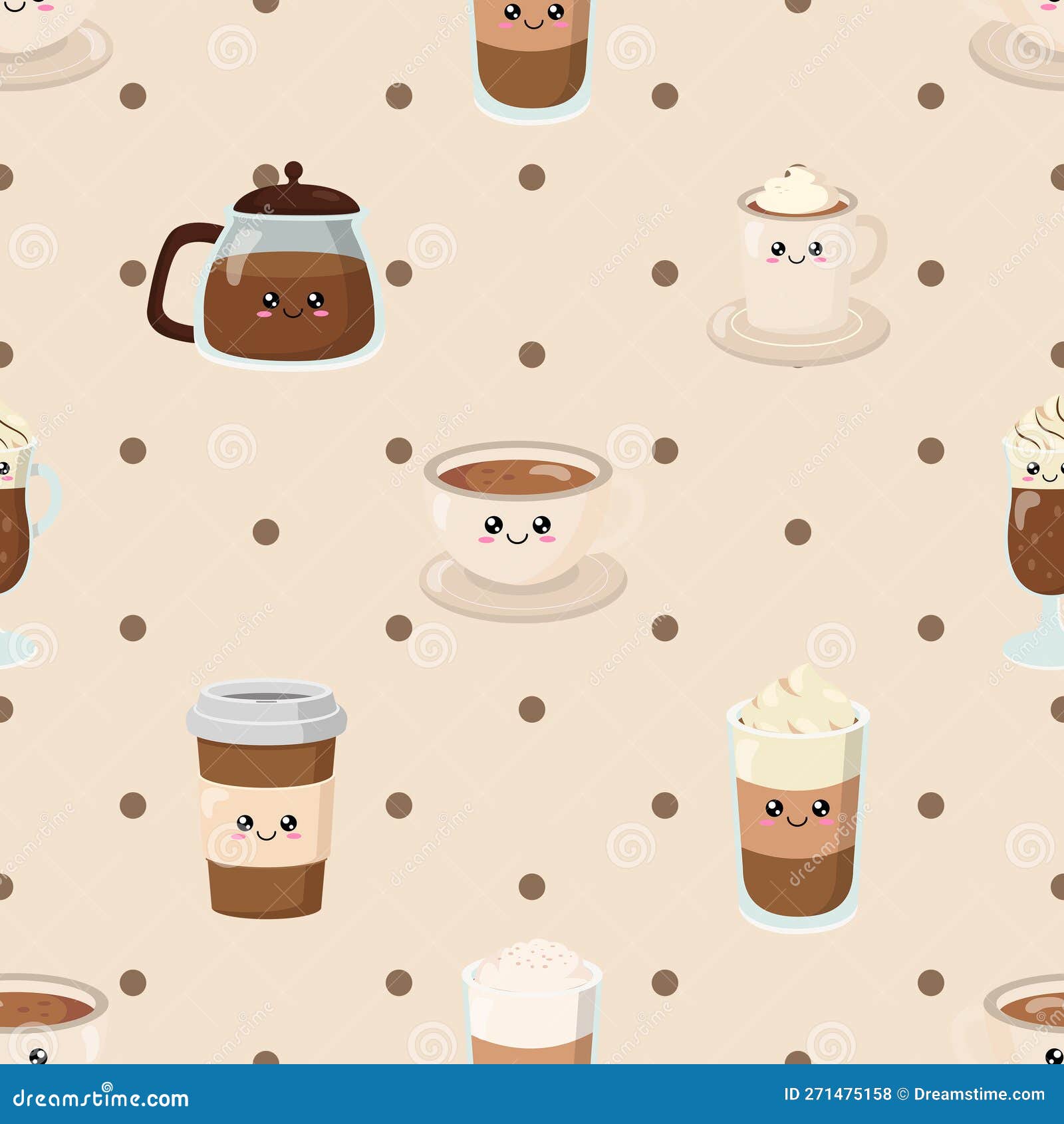 Seamless Repeating Pattern for Coffee Lovers Stock Illustration ...