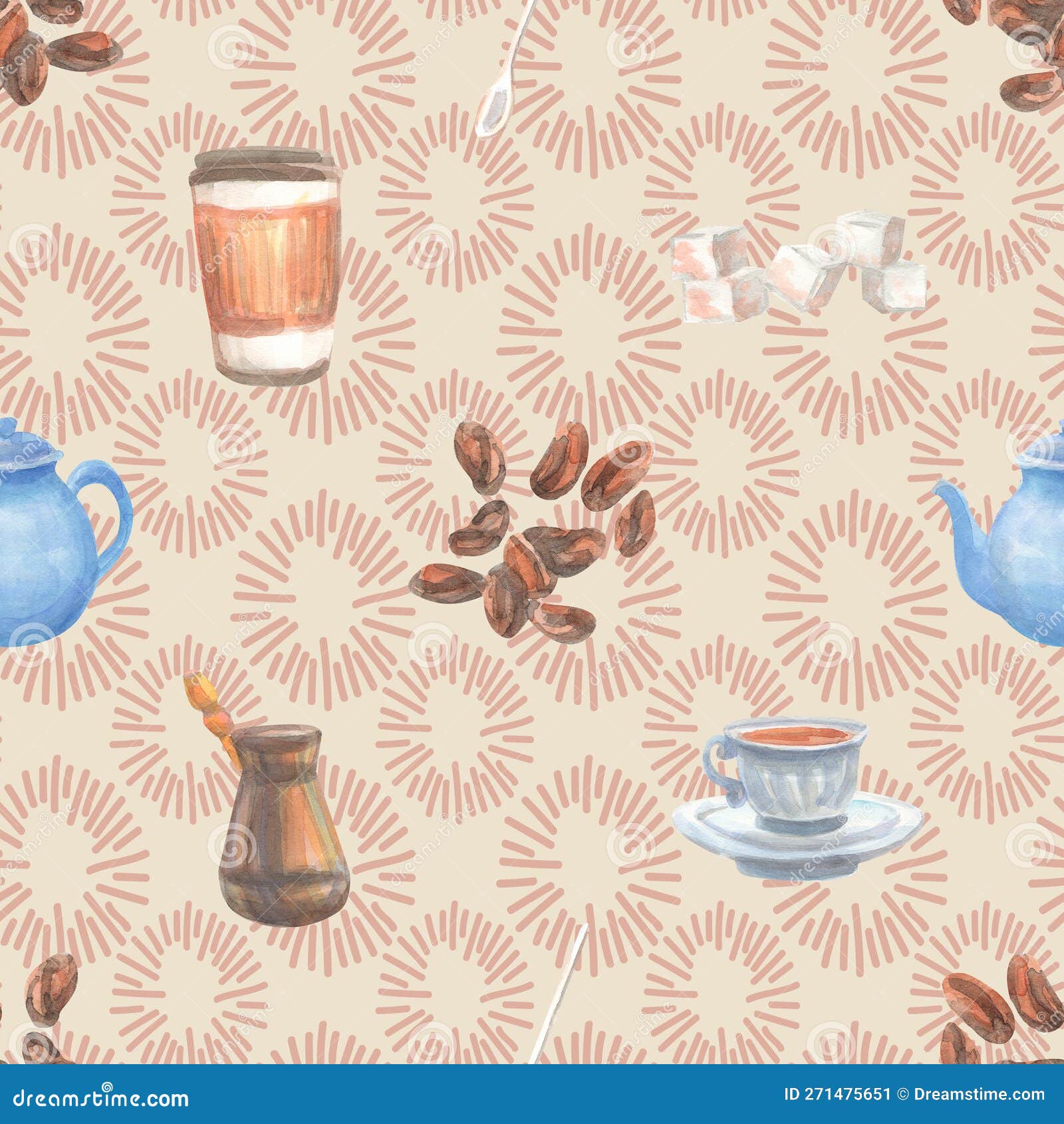 Seamless Repeating Pattern for Coffee Lovers Stock Illustration ...
