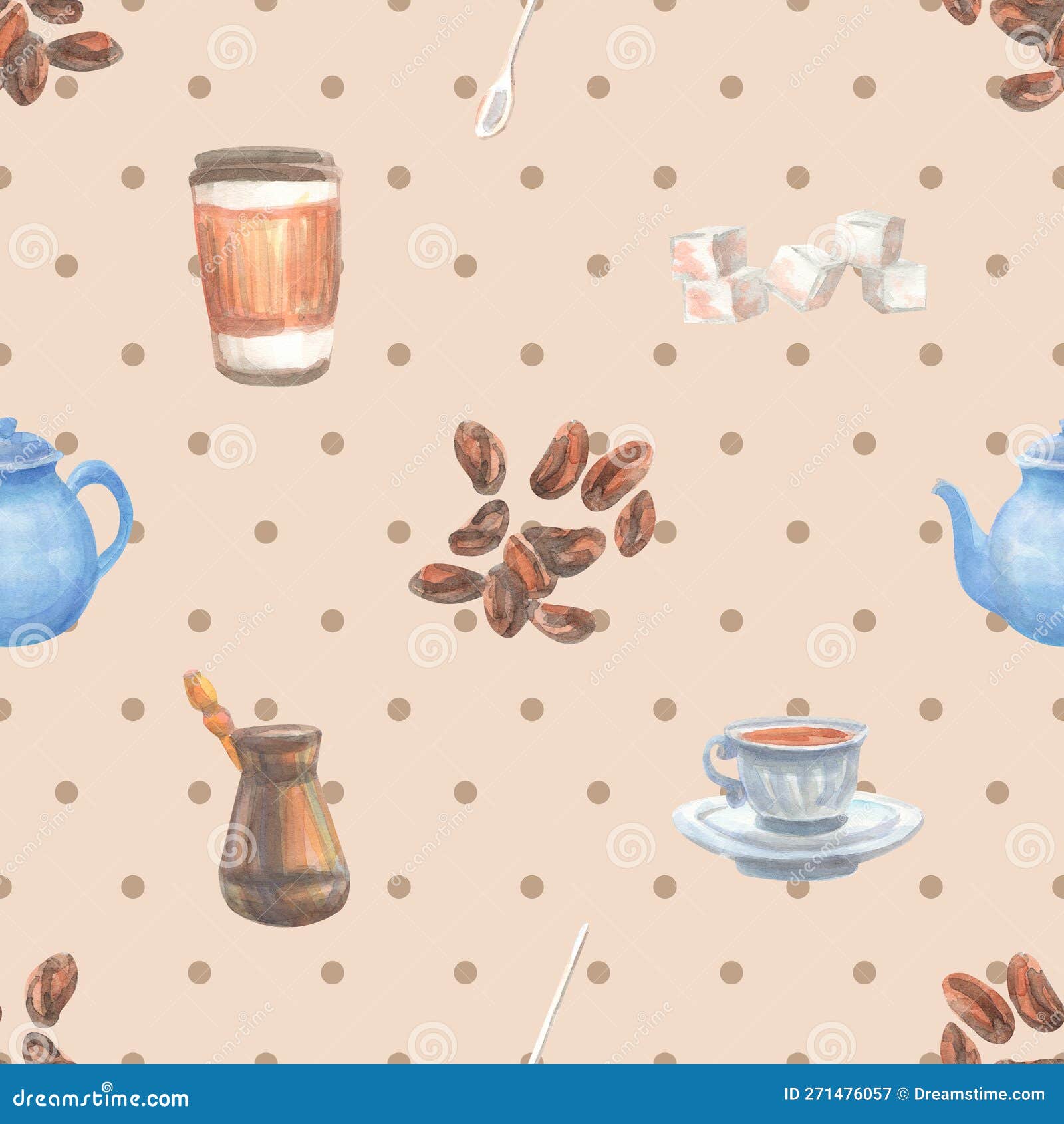 Seamless Repeating Pattern for Coffee Lovers Stock Illustration ...