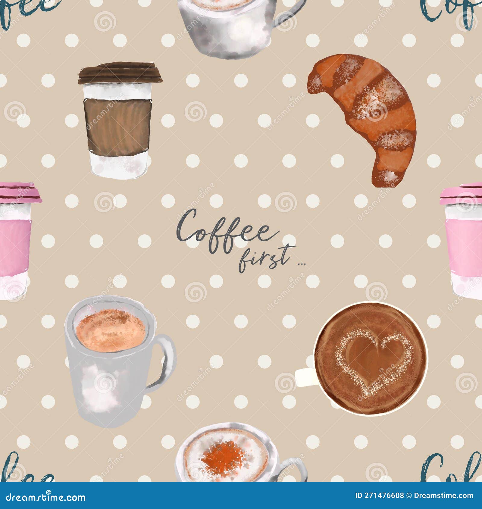 Seamless Repeating Pattern for Coffee Lovers Stock Illustration ...