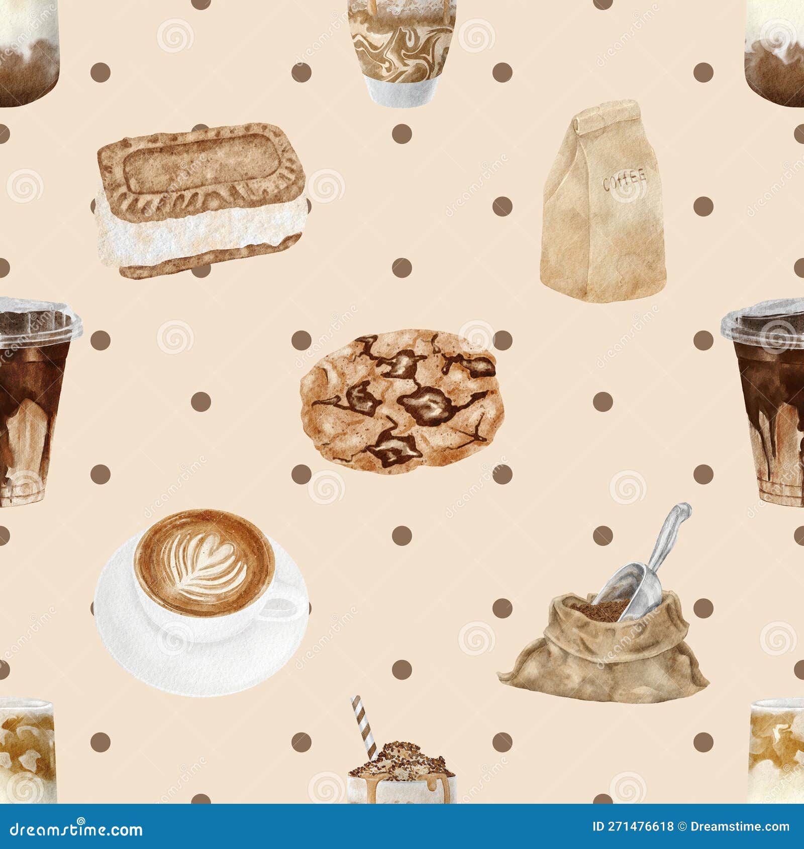 Seamless Repeating Pattern for Coffee Lovers Stock Illustration ...