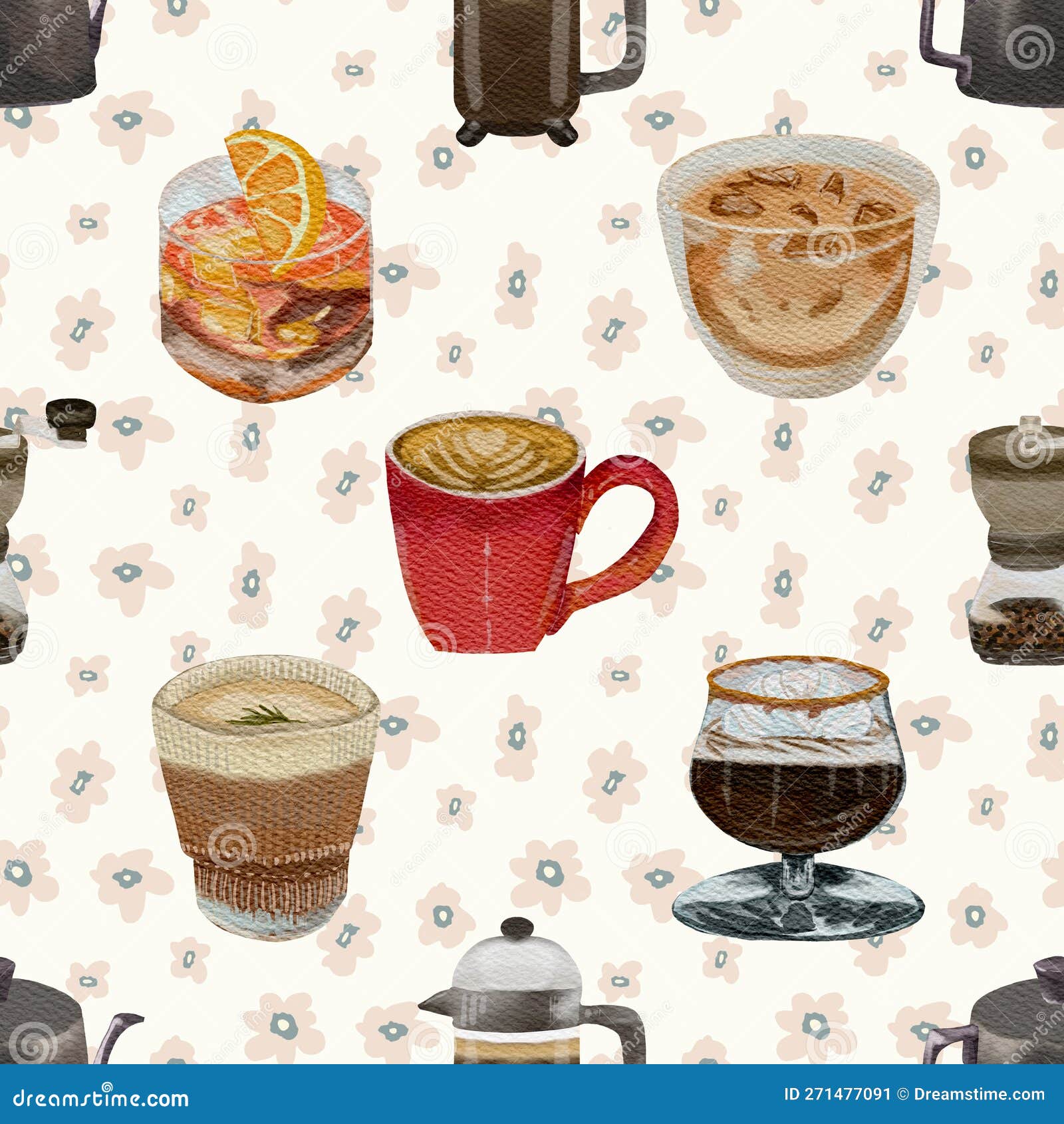 Seamless Repeating Pattern for Coffee Lovers Stock Illustration ...