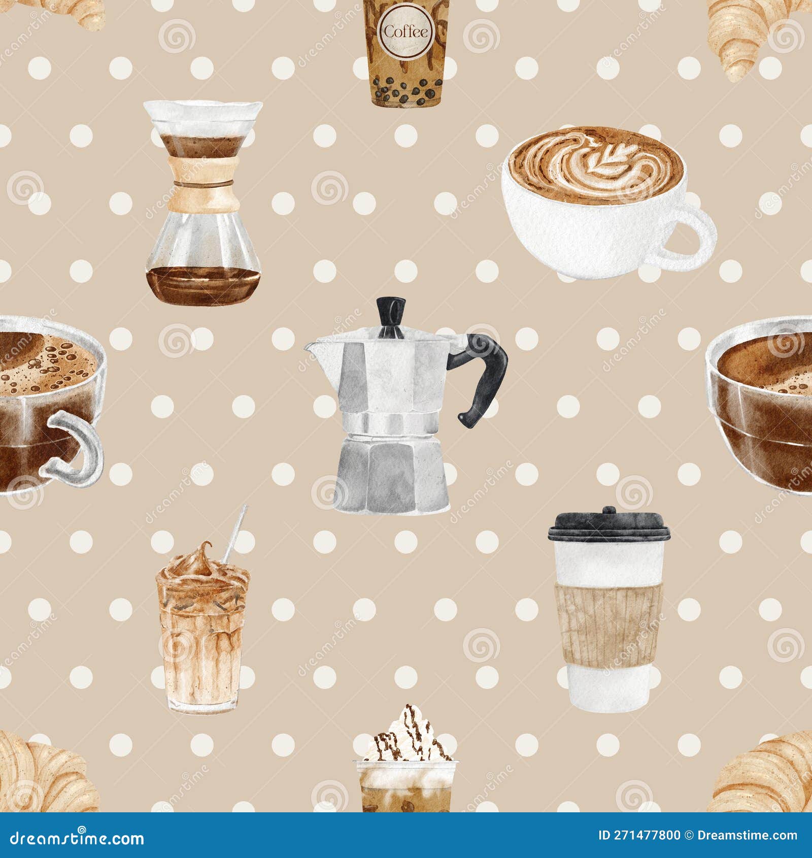 Seamless Repeating Pattern for Coffee Lovers Stock Illustration ...