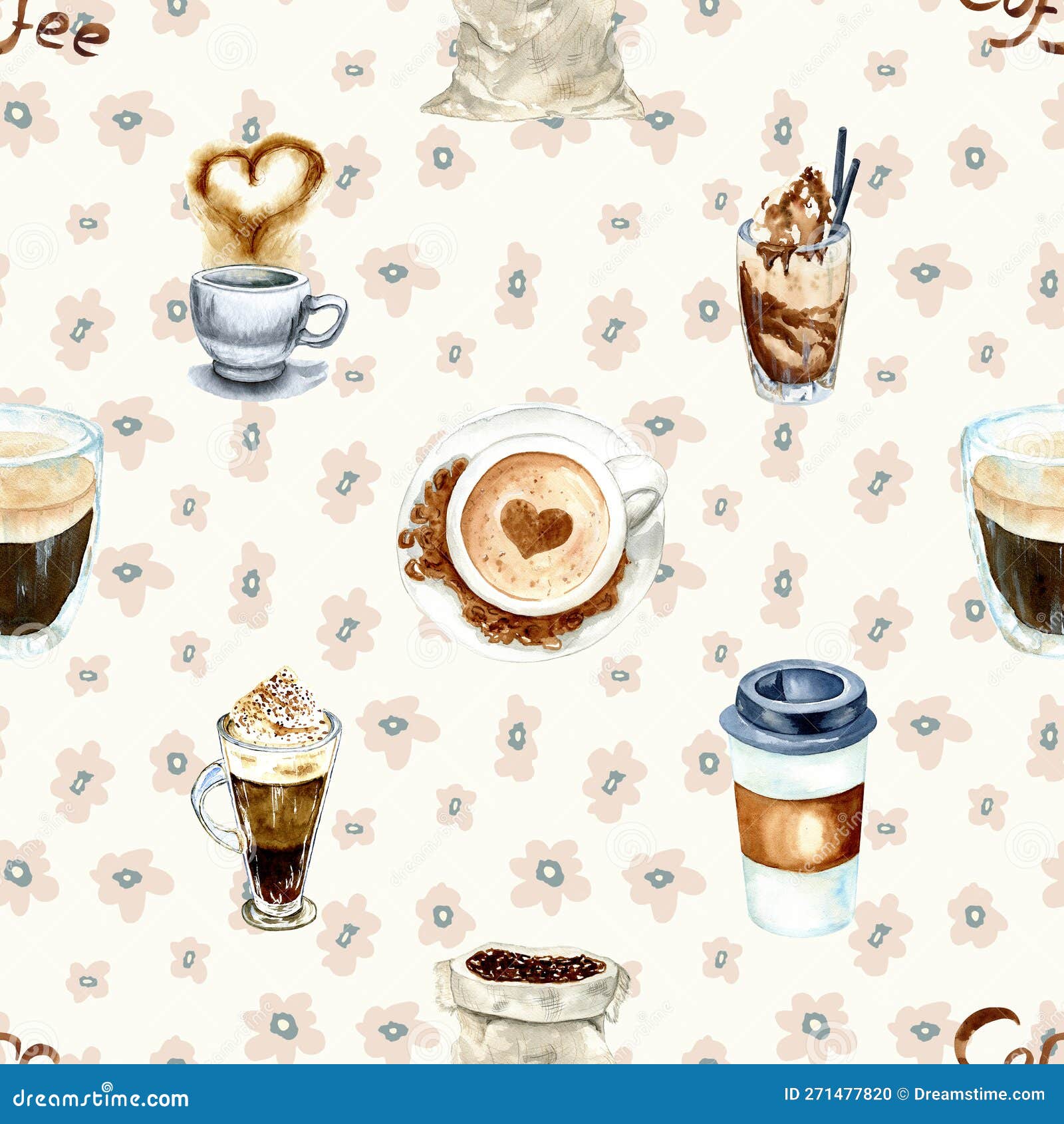 Seamless Repeating Pattern for Coffee Lovers Stock Illustration ...