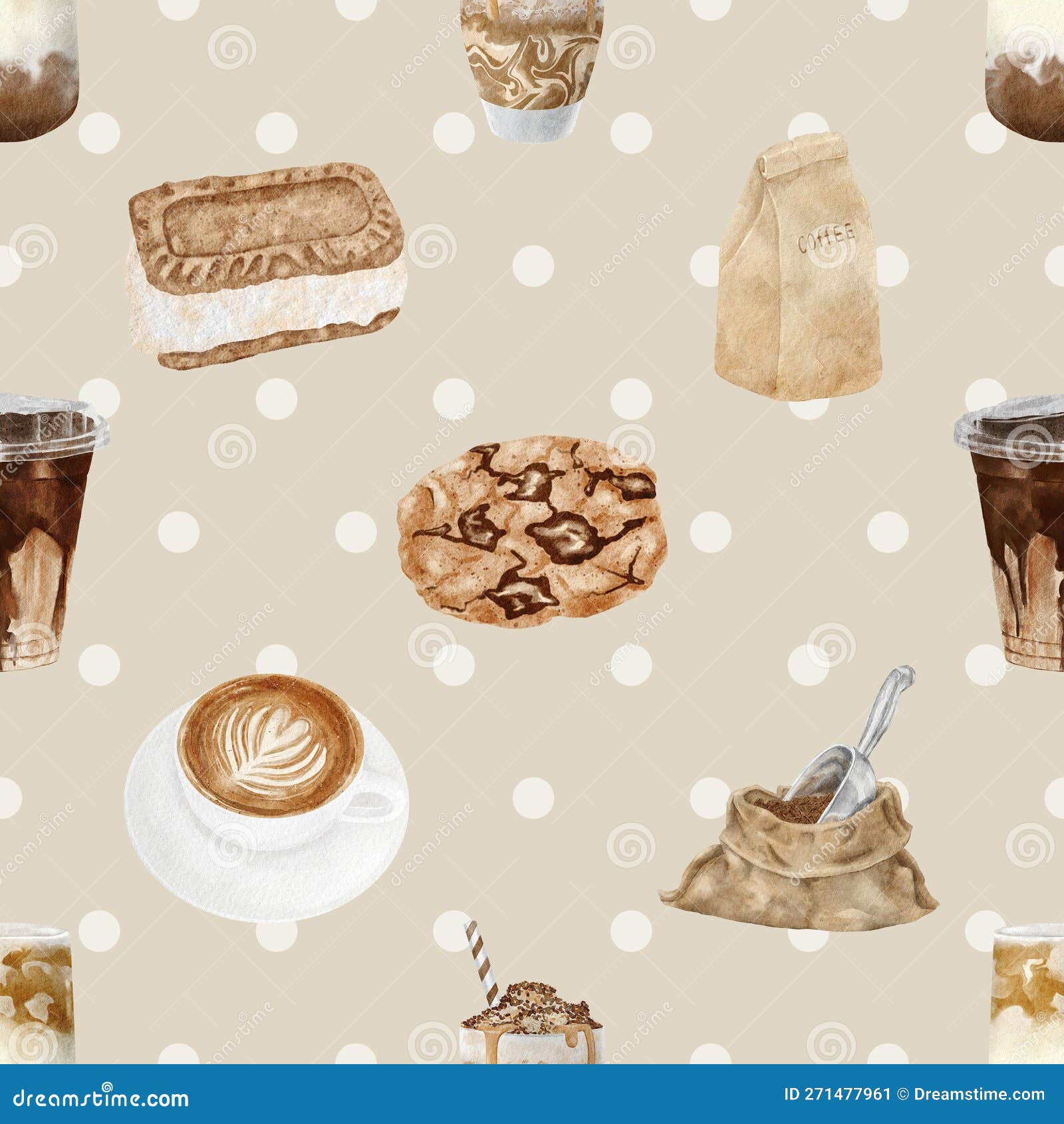 Seamless Repeating Pattern for Coffee Lovers Stock Illustration ...