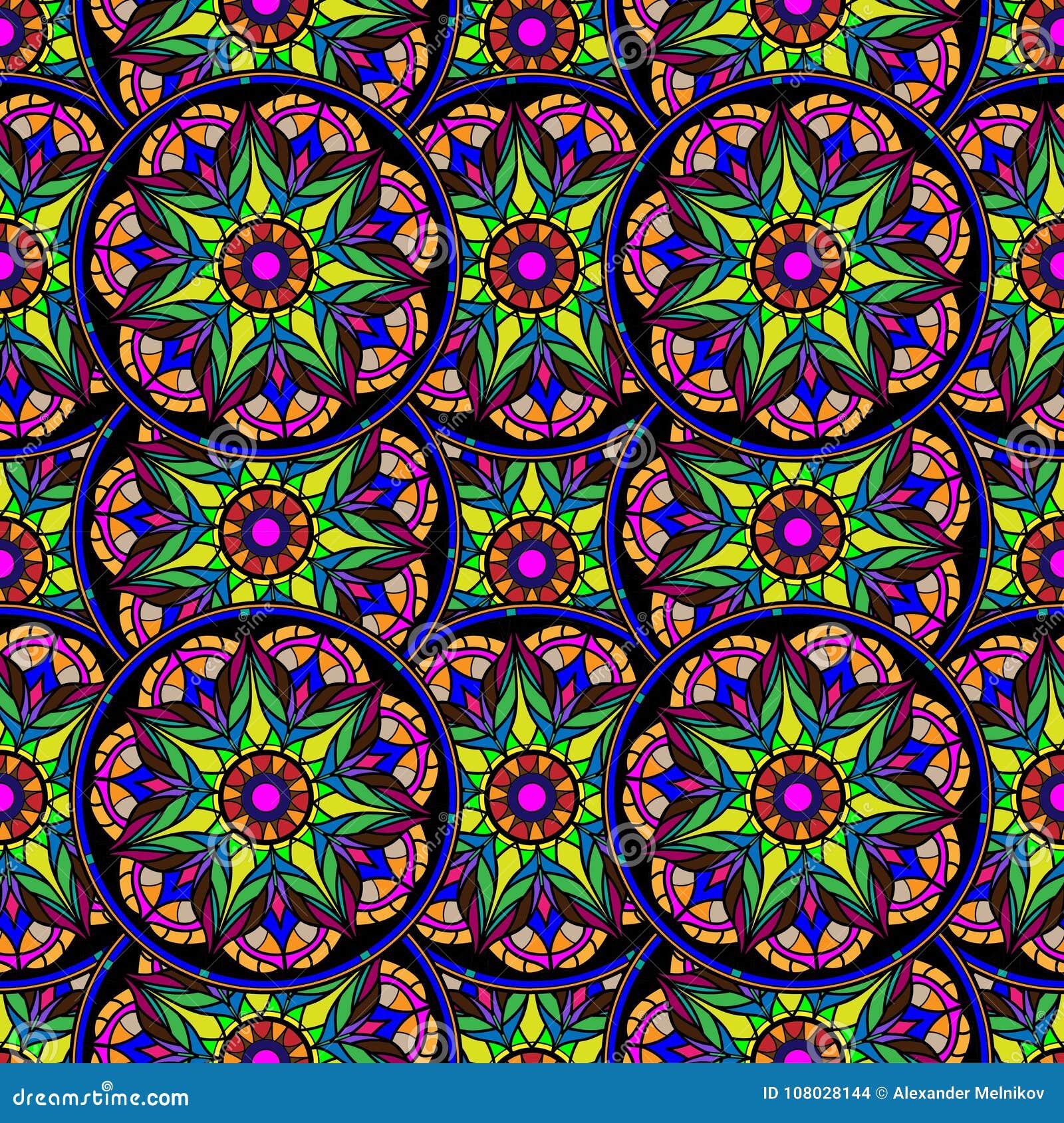 Seamless Repeating Pattern of Colored Mandalas Stock Vector ...