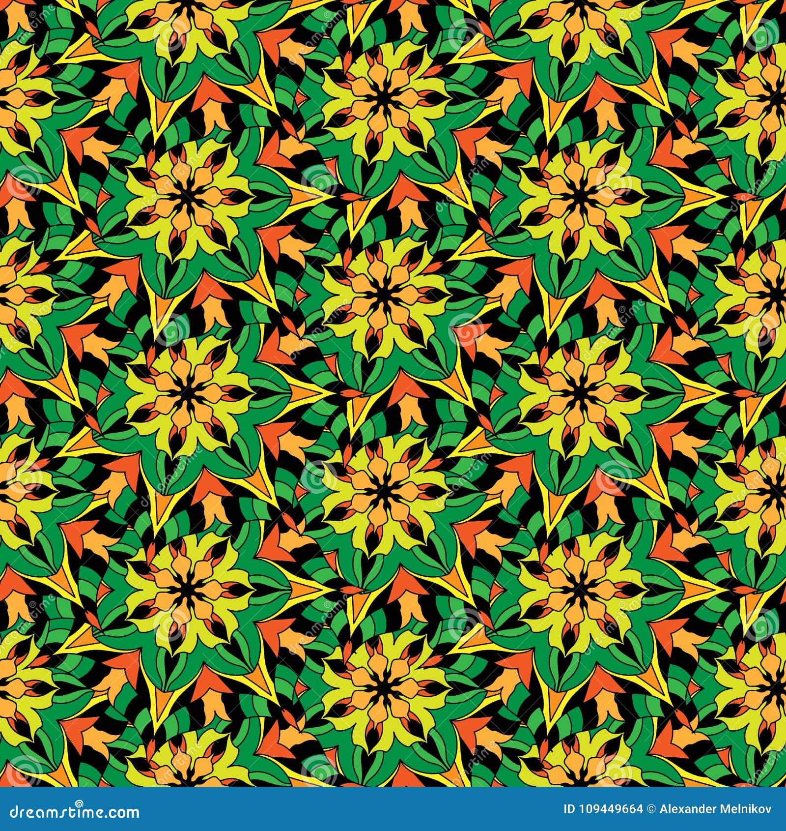 Seamless Repeating Pattern of Colored Mandalas Stock Vector ...