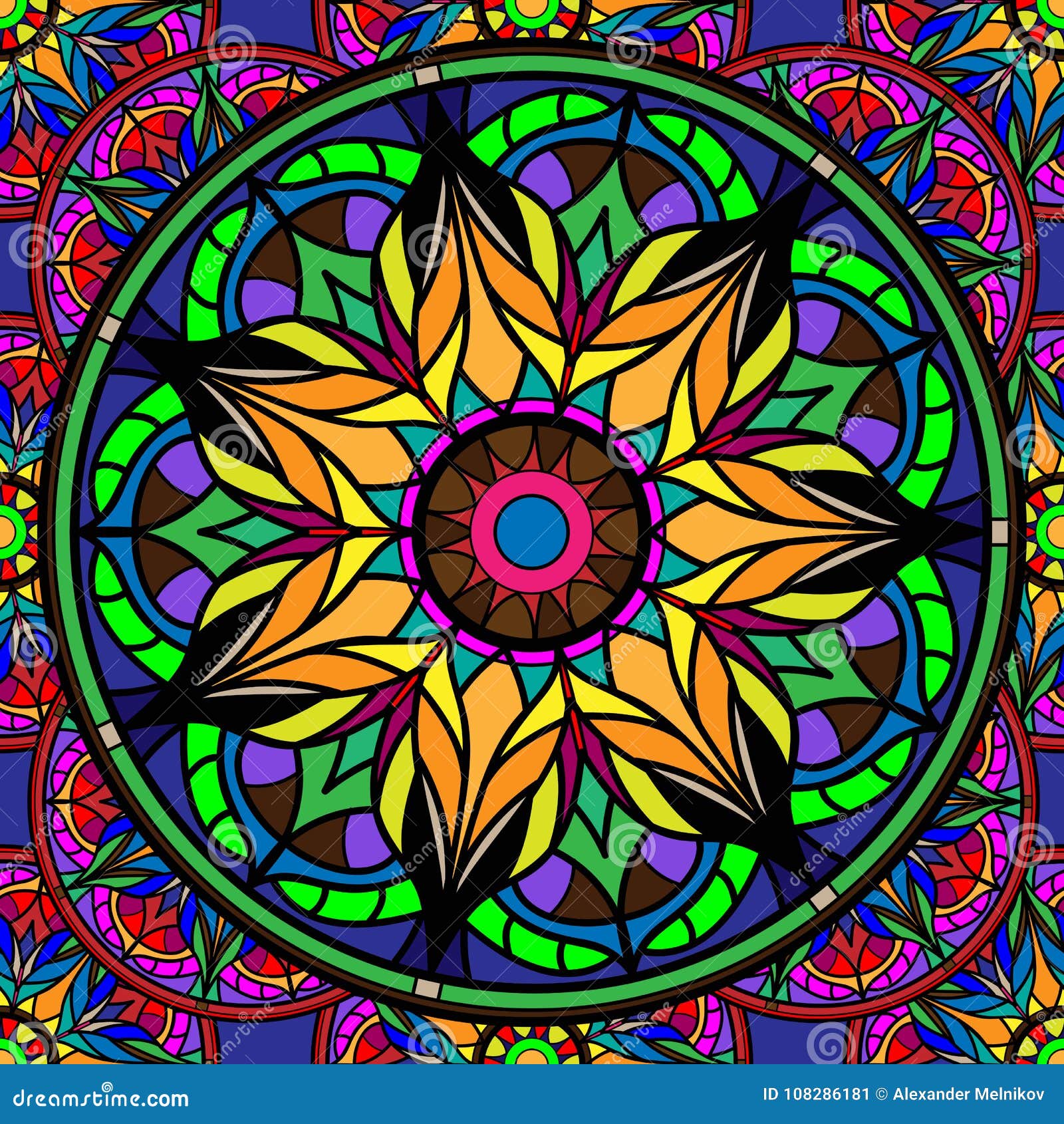Seamless Repeating Pattern of Colored Mandalas Stock Vector ...