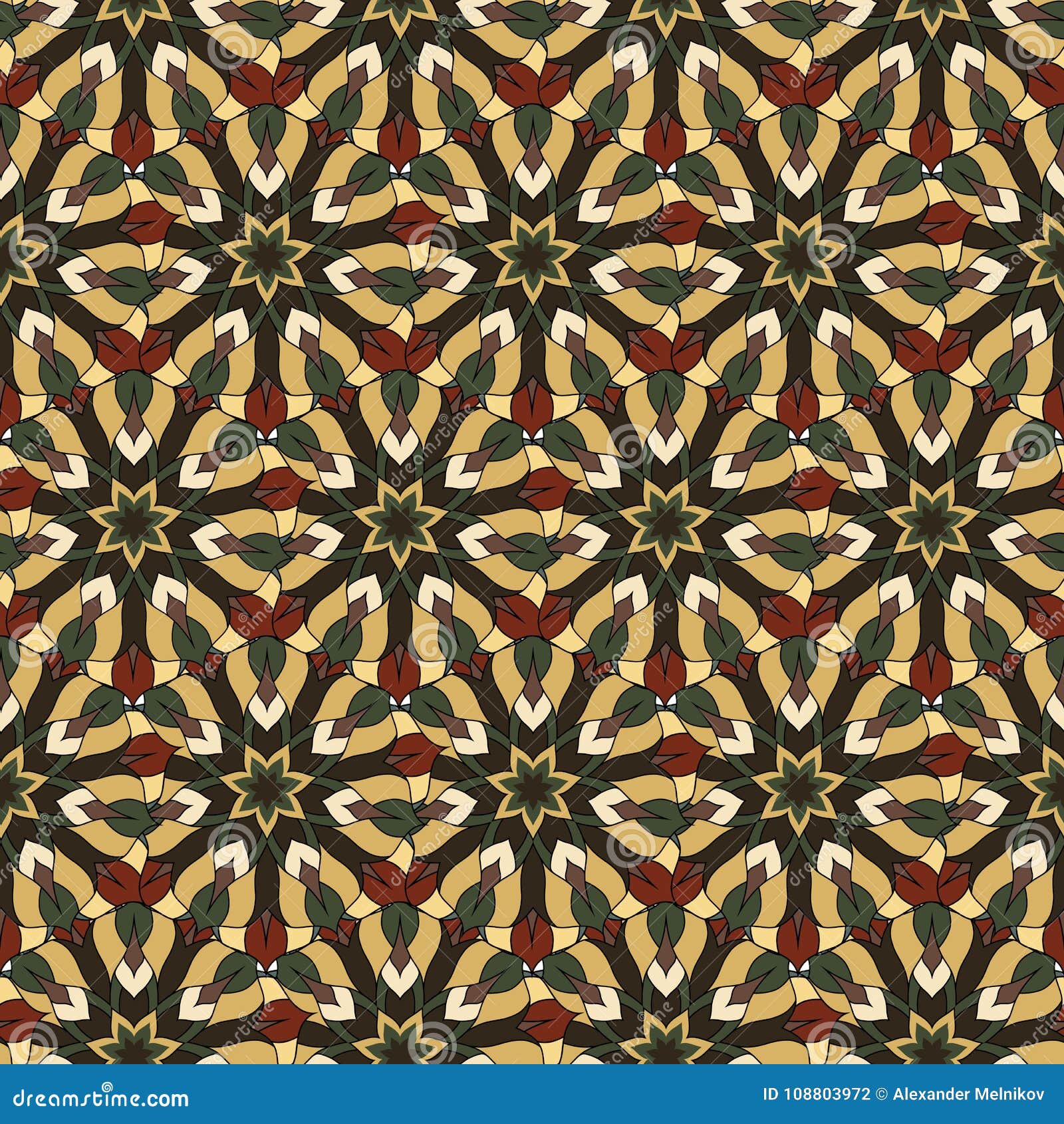 Seamless Repeating Pattern of Colored Mandalas Stock Vector ...