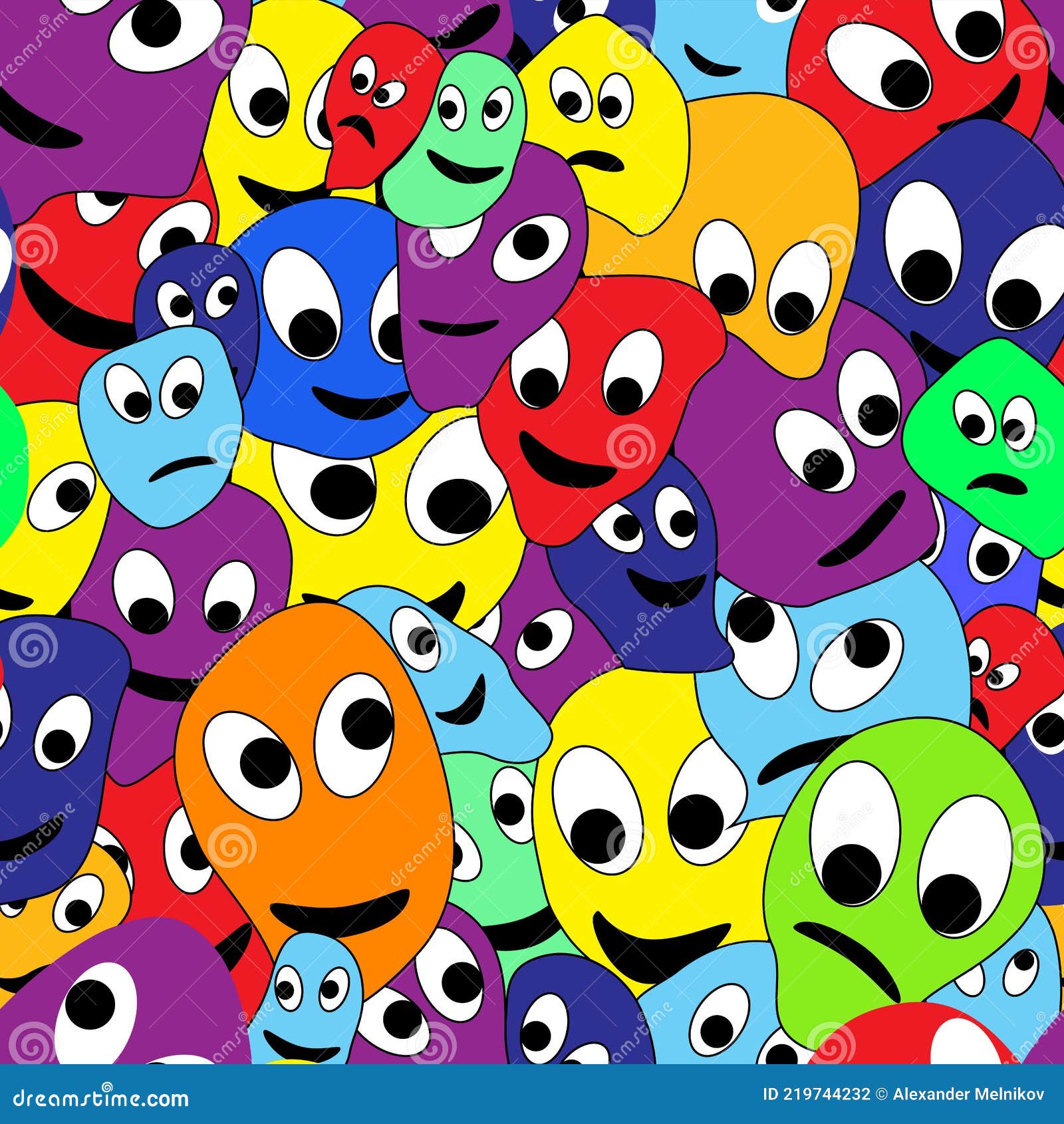 Seamless Repeating Pattern of Comic and Cartoon Faces Stock Vector ...