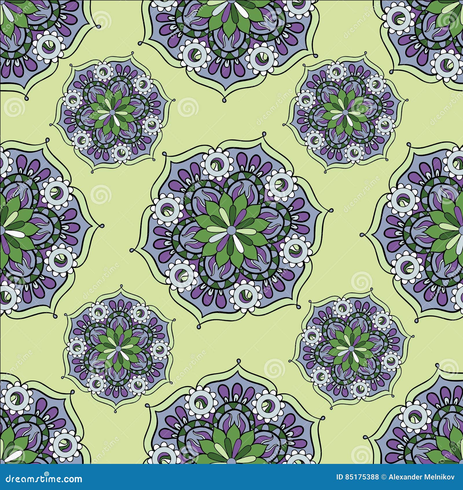 Seamless Repeating Pattern Consisting of Colored Mandal Stock Vector ...