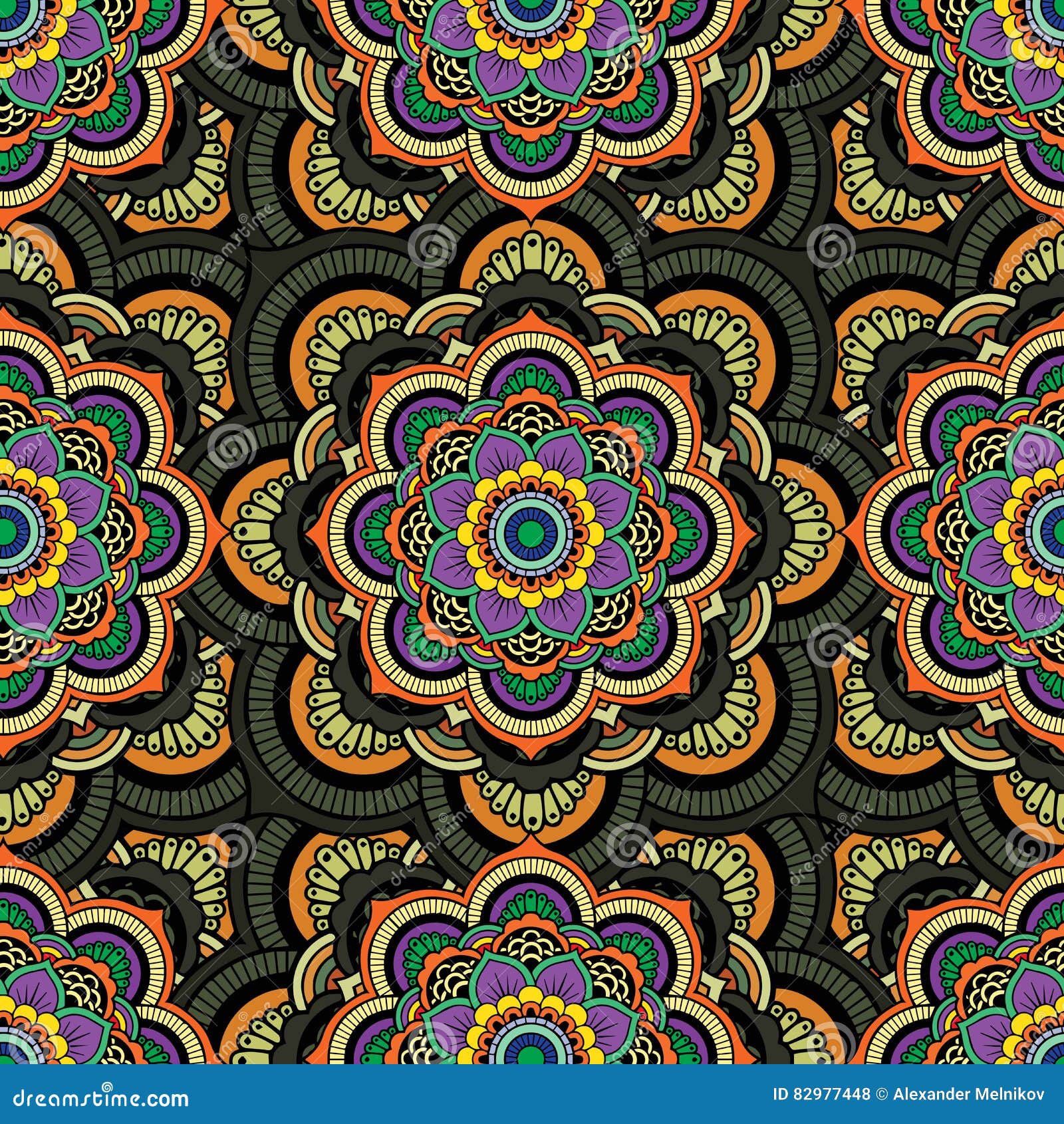 Seamless Repeating Pattern Consisting of Colored Mandal.Vector Stock ...