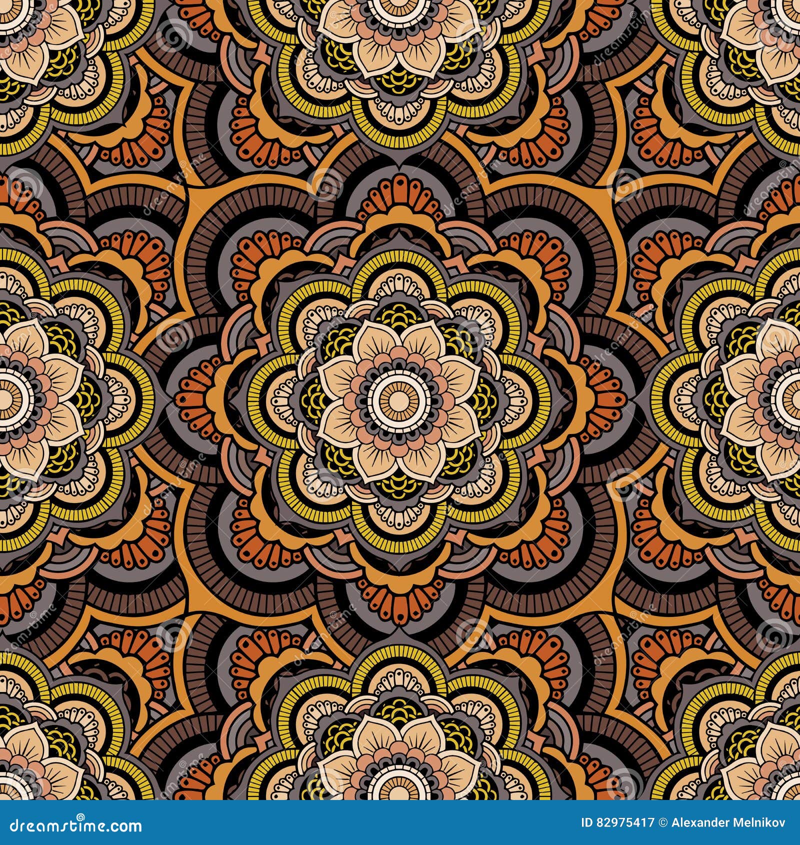 Seamless Repeating Pattern Consisting of Colored Mandala Stock Vector ...