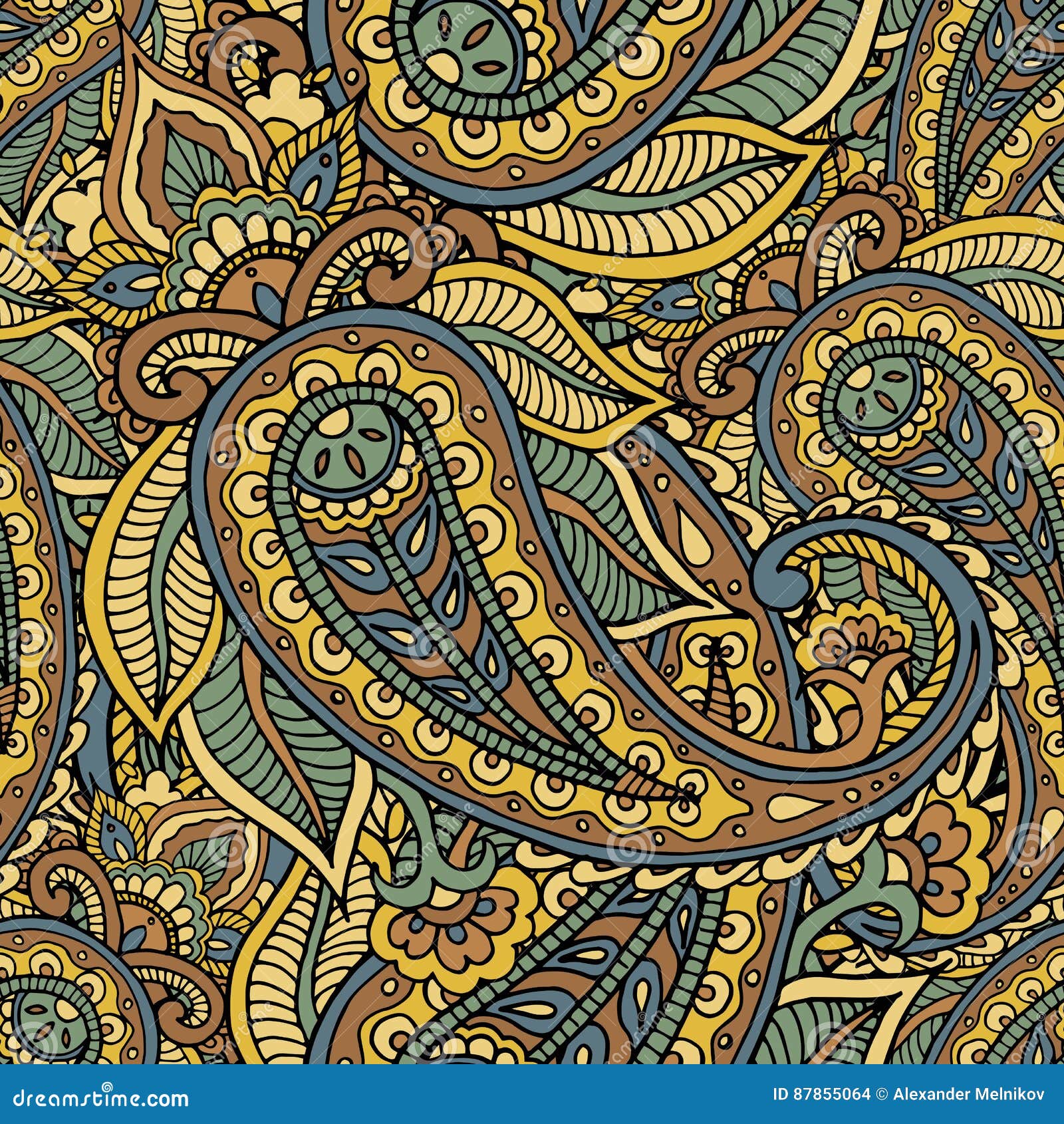 Seamless Repeating Pattern Consisting of Colored Patterns Buta Stock ...