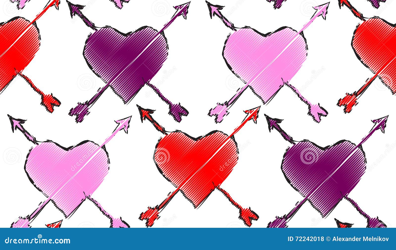 Seamless Repeating Pattern Consisting of Hearts and Arrows.Vector Stock ...