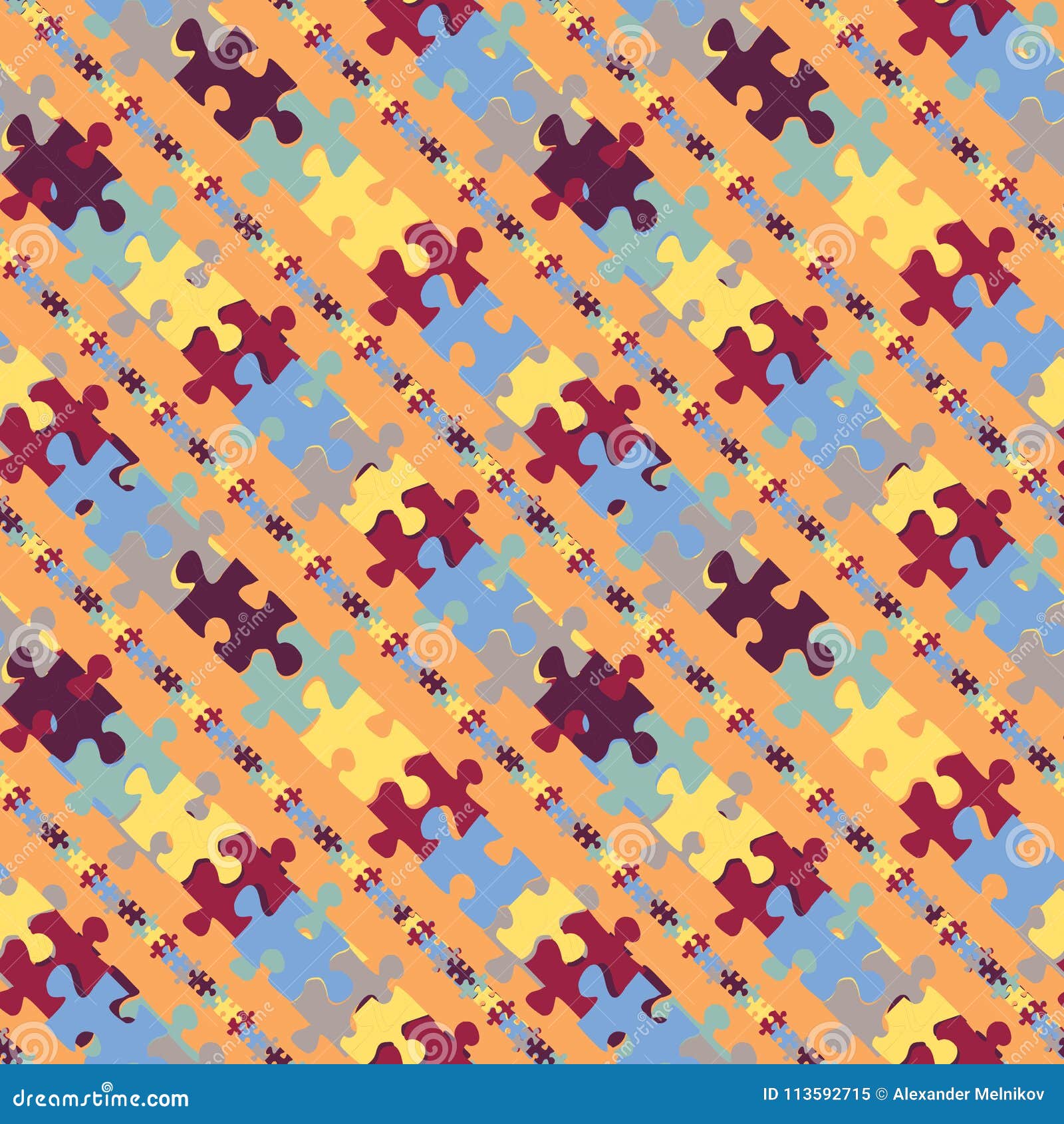 Seamless Repeating Pattern Consisting of Puzzles Stock Vector ...