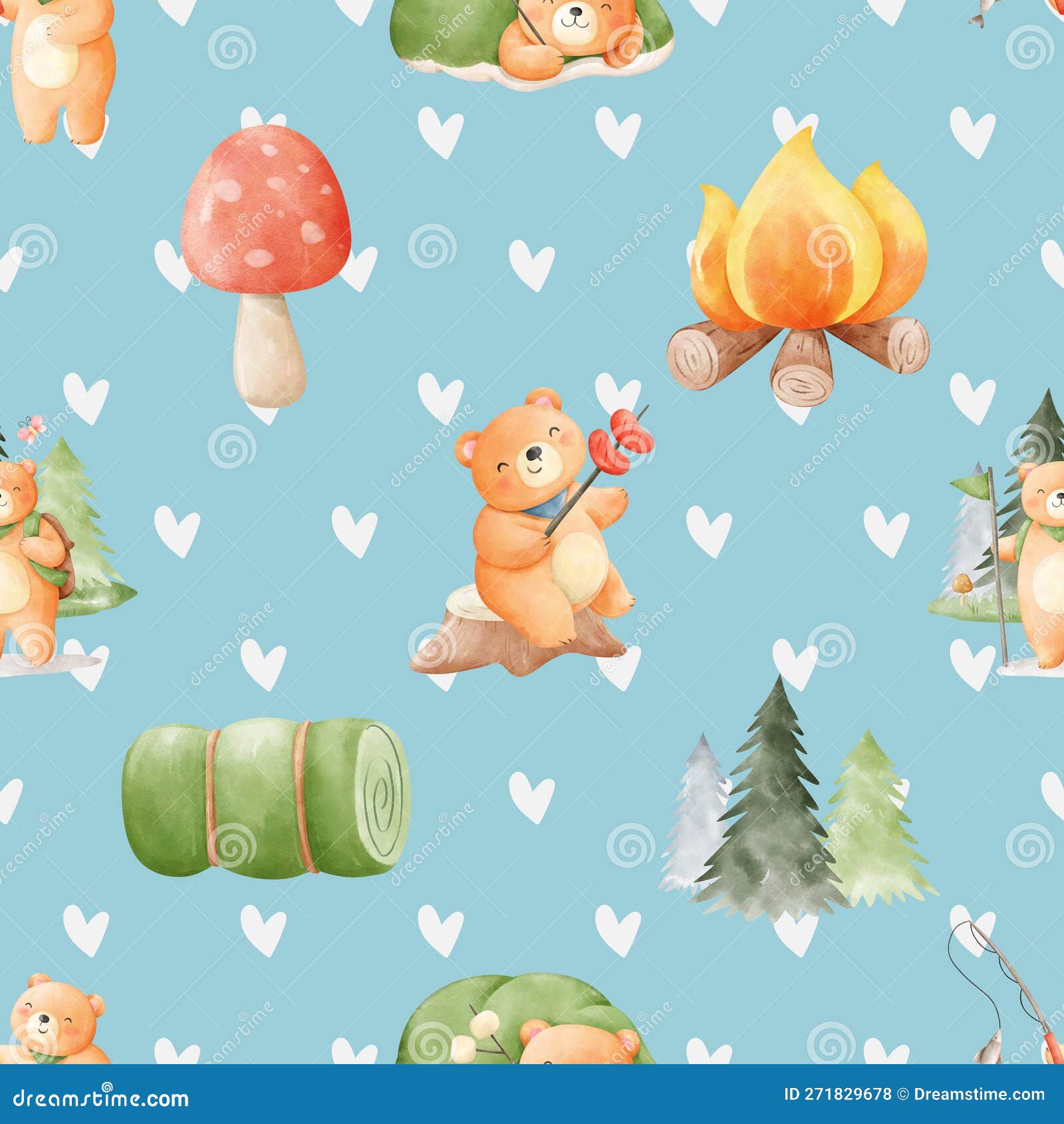 Seamless Repeating Pattern with Cute Bears Stock Illustration ...
