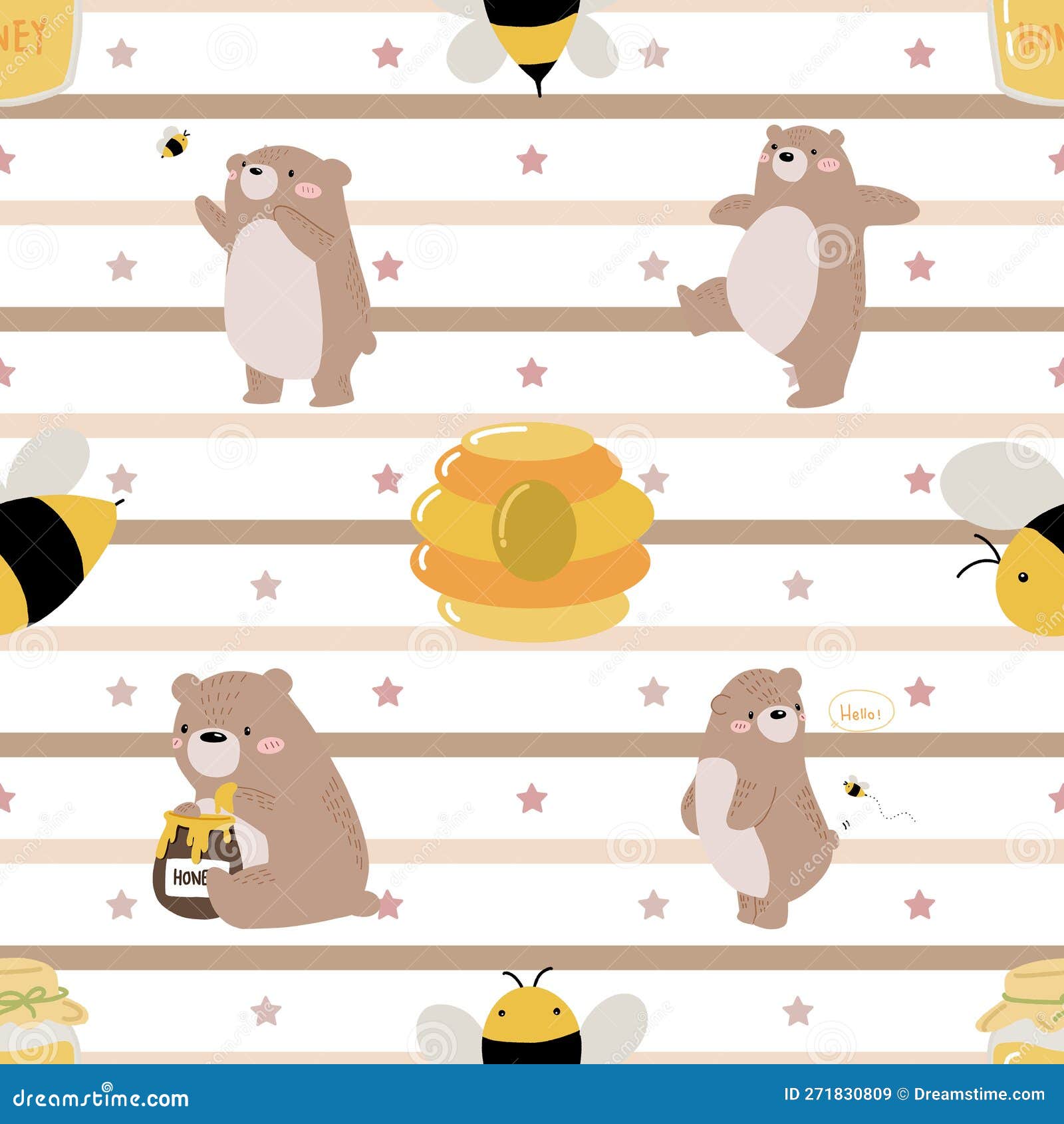 Seamless Repeating Pattern with Cute Bears Stock Illustration ...