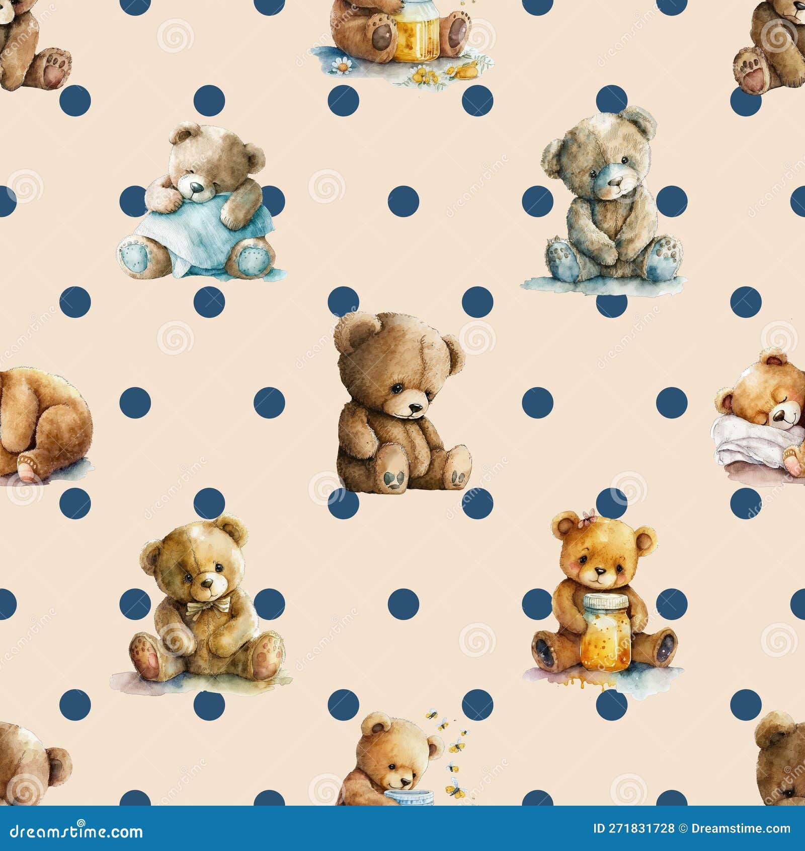 Seamless Repeating Pattern with Cute Bears Stock Illustration ...