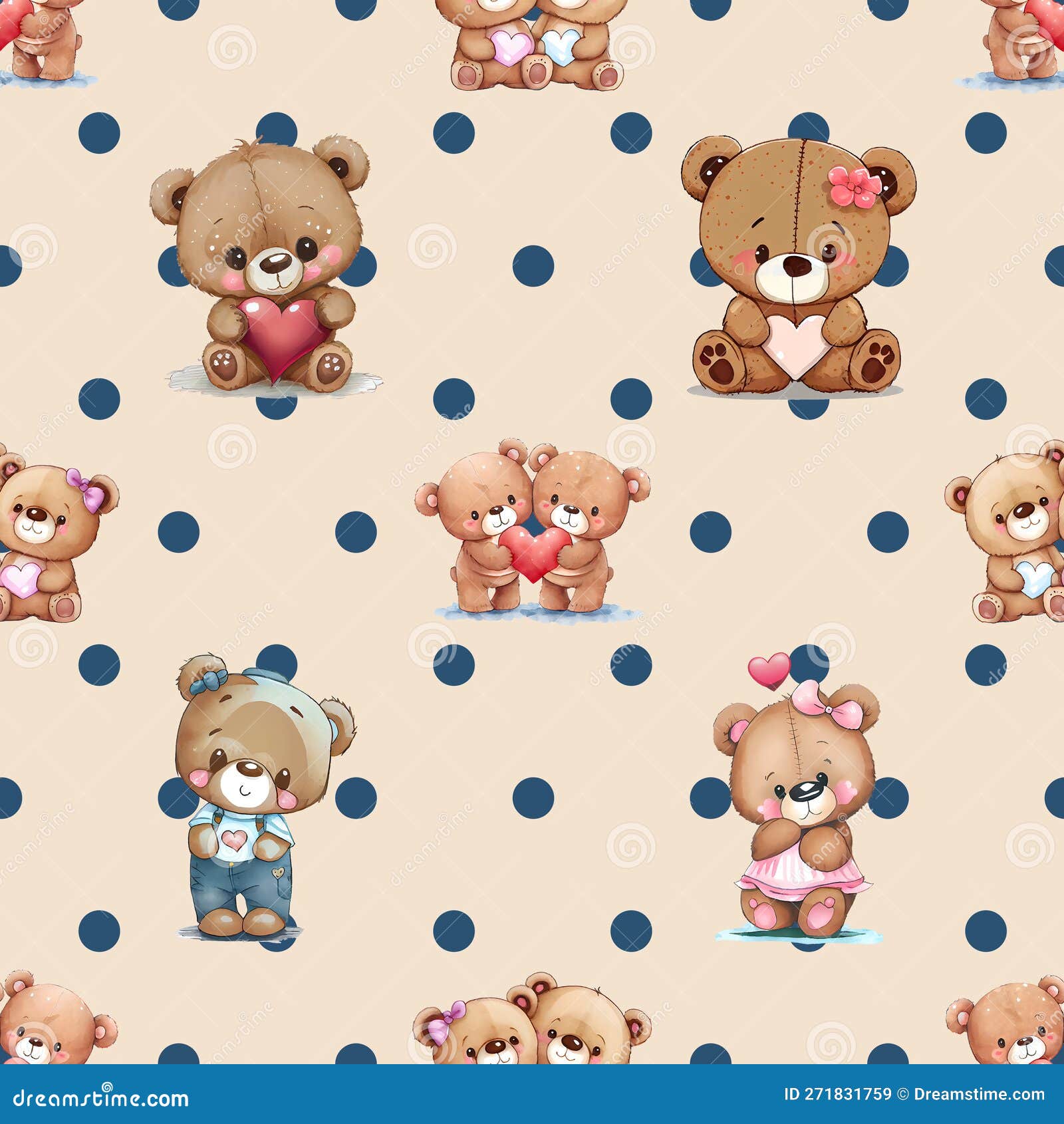 Seamless Repeating Pattern with Cute Bears Stock Illustration ...