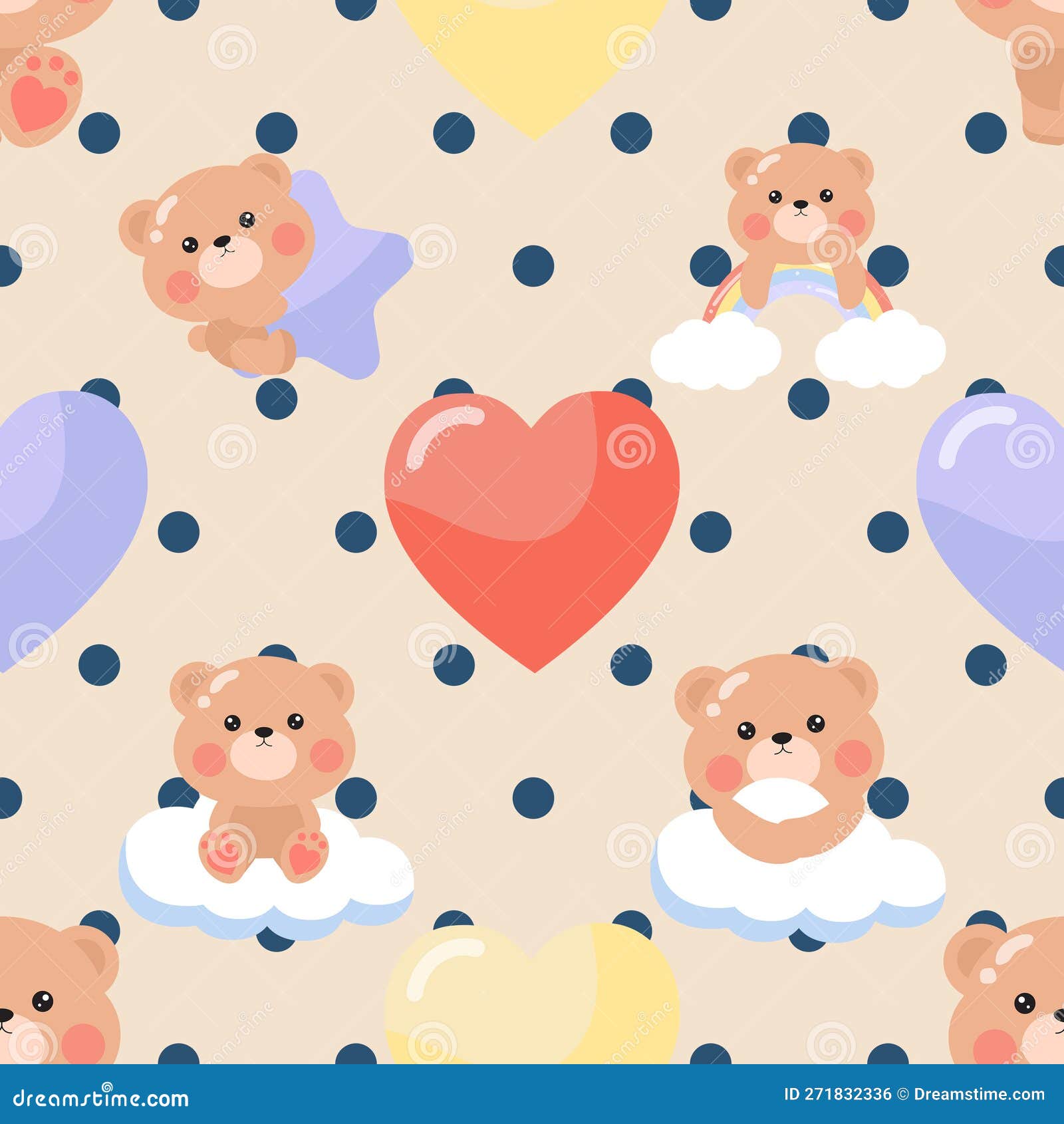 Seamless Repeating Pattern with Cute Bears Stock Illustration ...