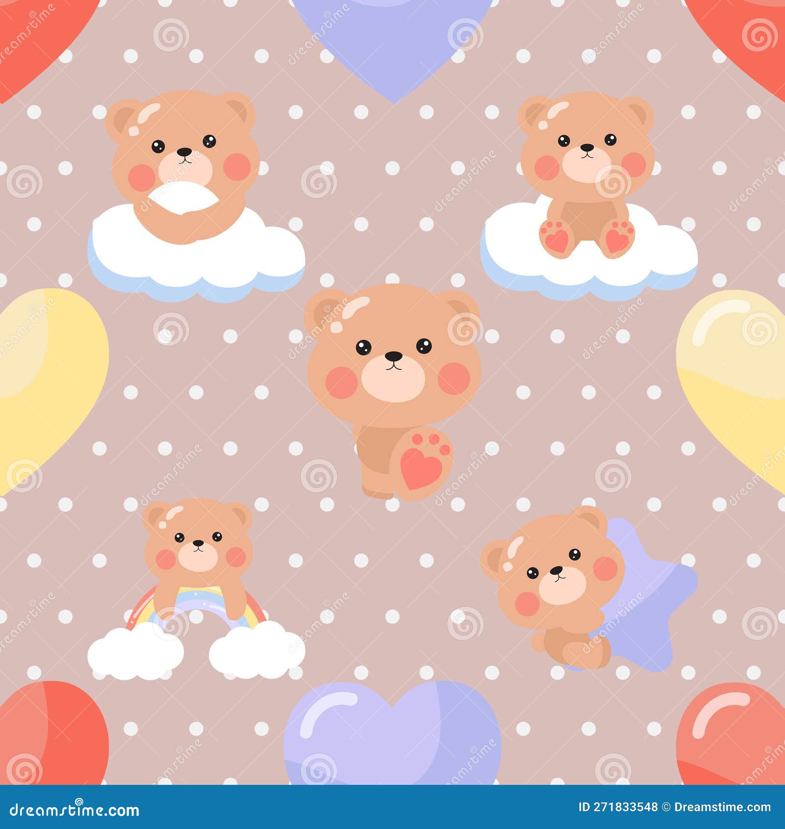 Seamless Repeating Pattern with Cute Bears Stock Illustration ...