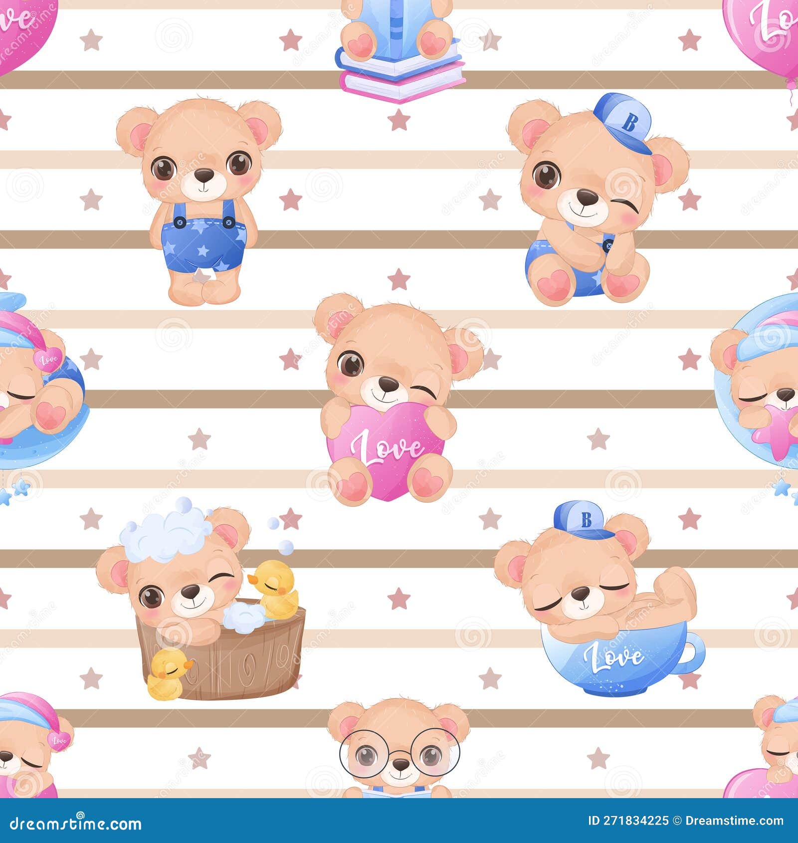 Seamless Repeating Pattern with Cute Bears Stock Illustration ...