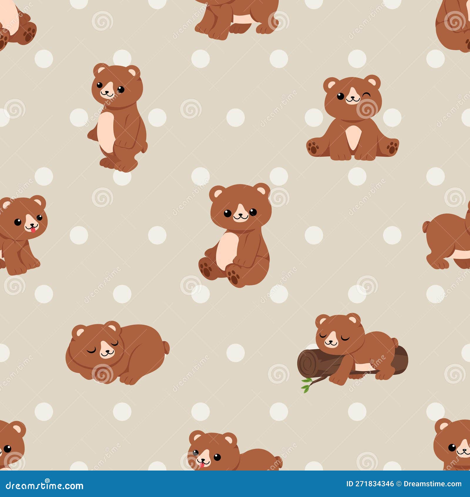 Seamless Repeating Pattern with Cute Bears Stock Illustration ...