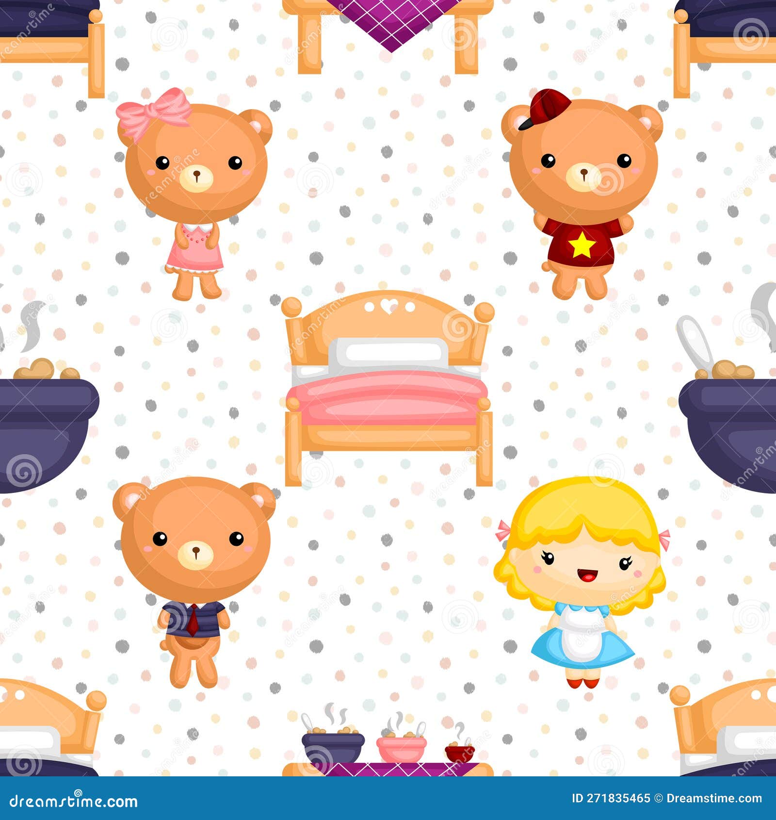 Seamless Repeating Pattern with Cute Bears Stock Illustration ...