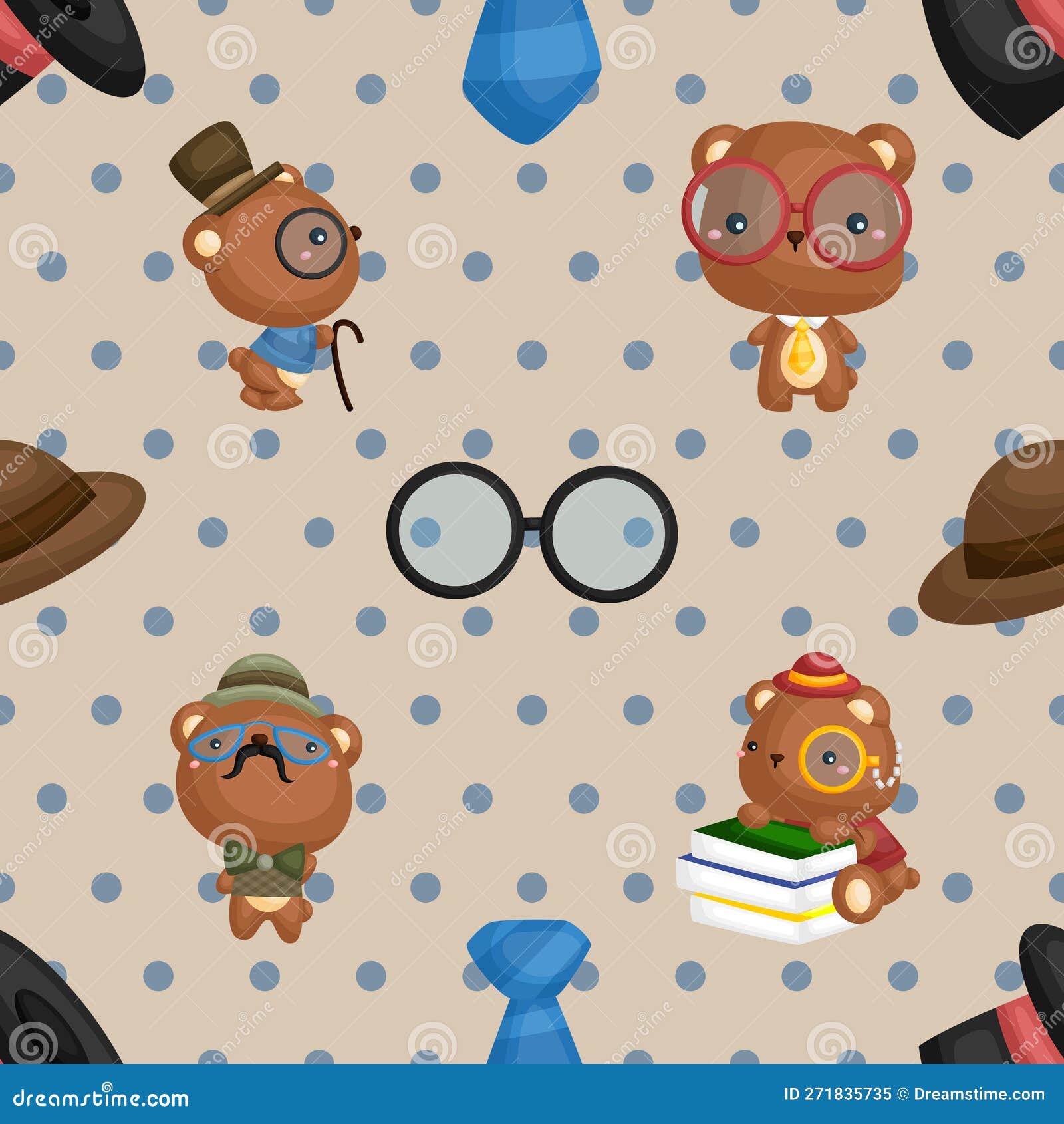 Seamless Repeating Pattern with Cute Bears Stock Illustration ...