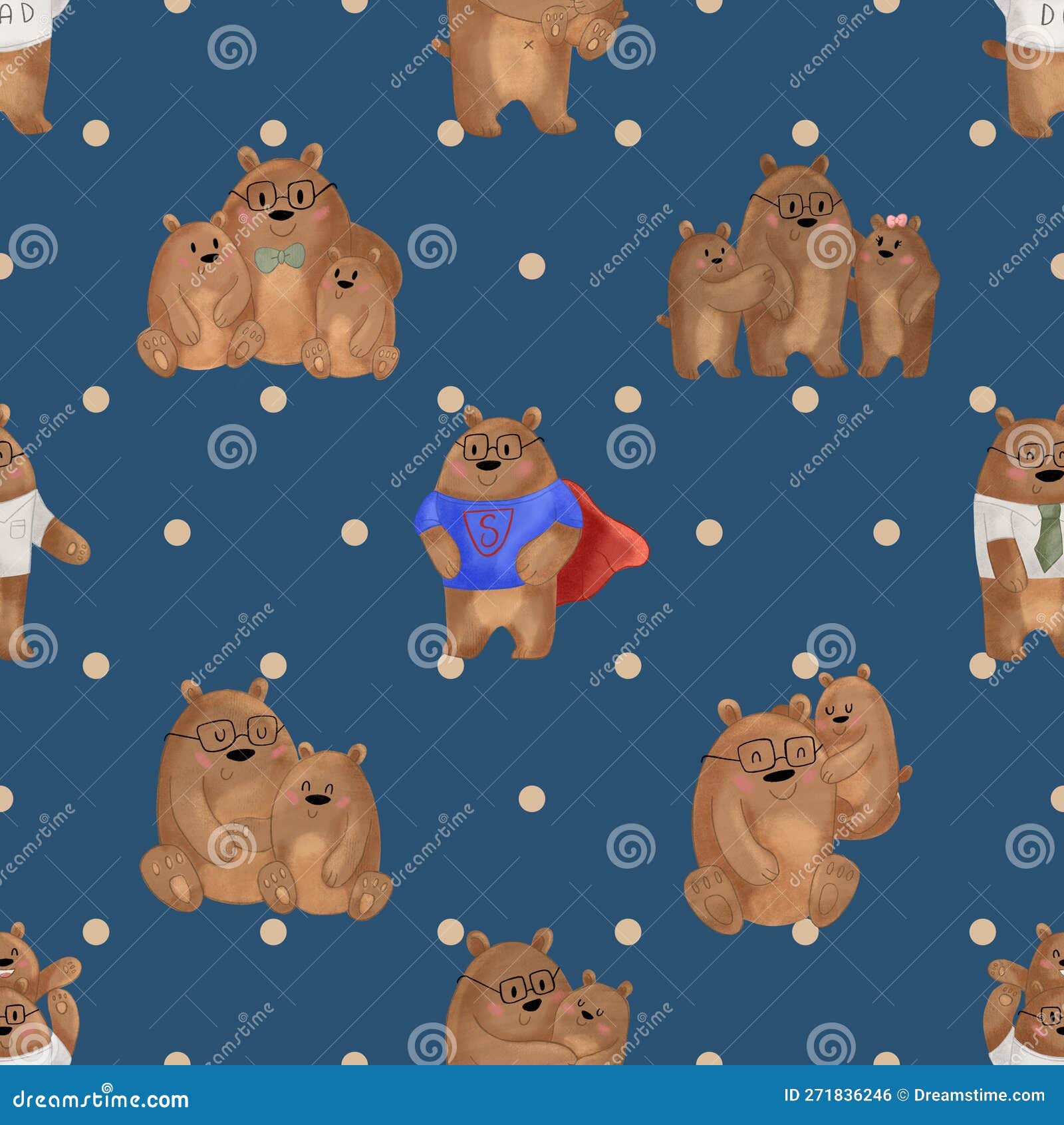 Seamless Repeating Pattern with Cute Bears Stock Illustration ...