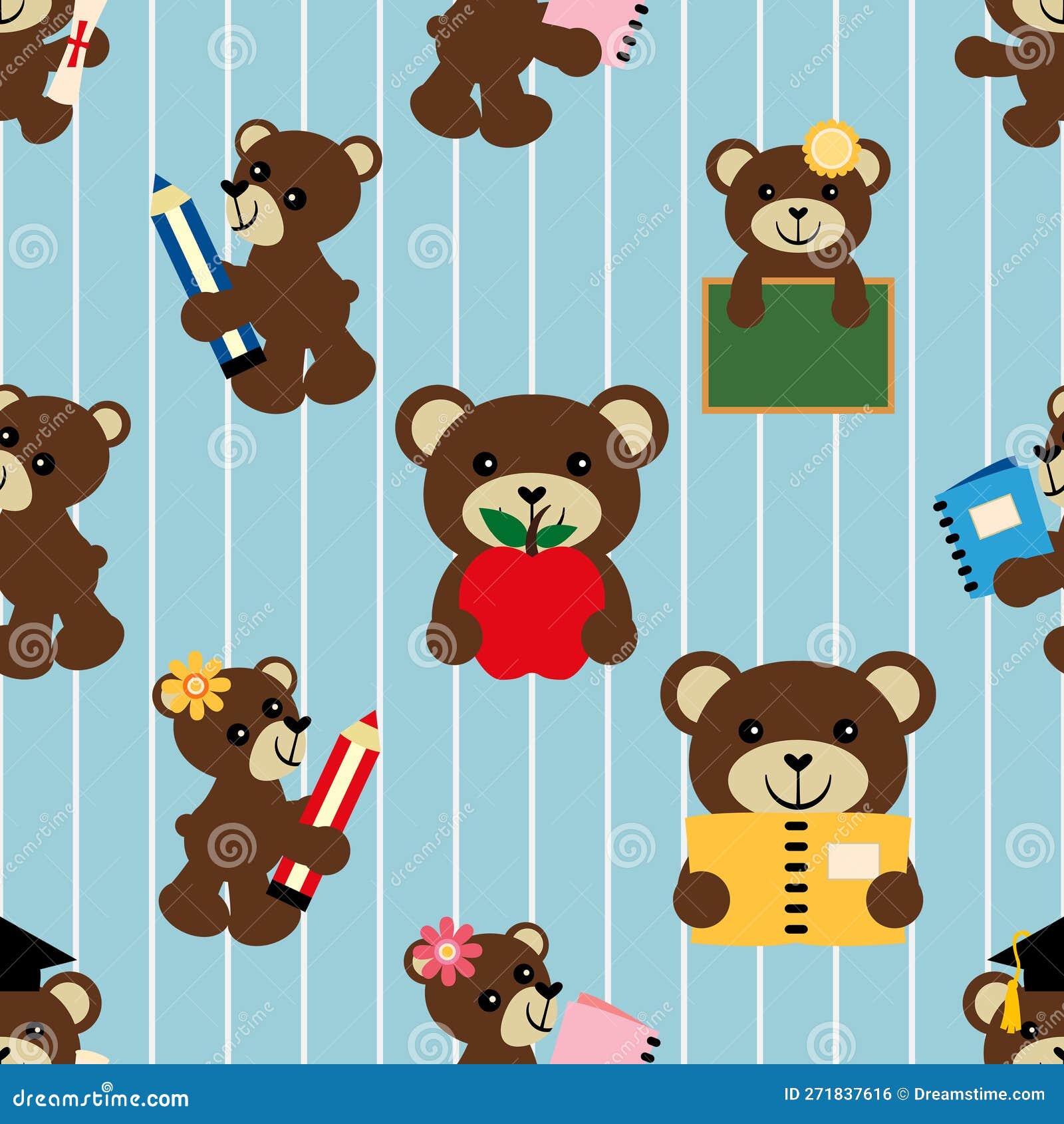 Seamless Repeating Pattern with Cute Bears Stock Illustration ...