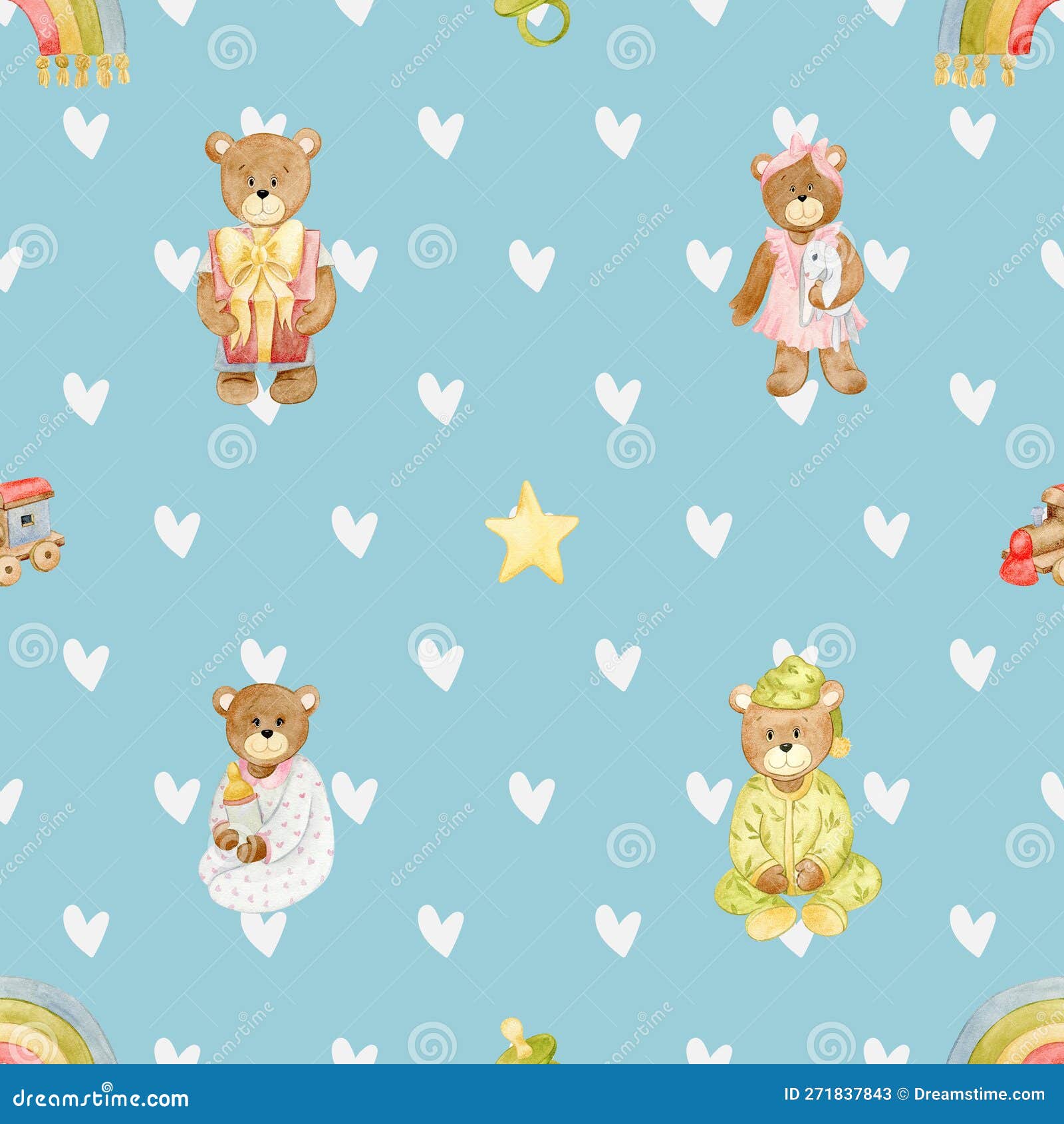 Seamless Repeating Pattern with Cute Bears Stock Illustration ...