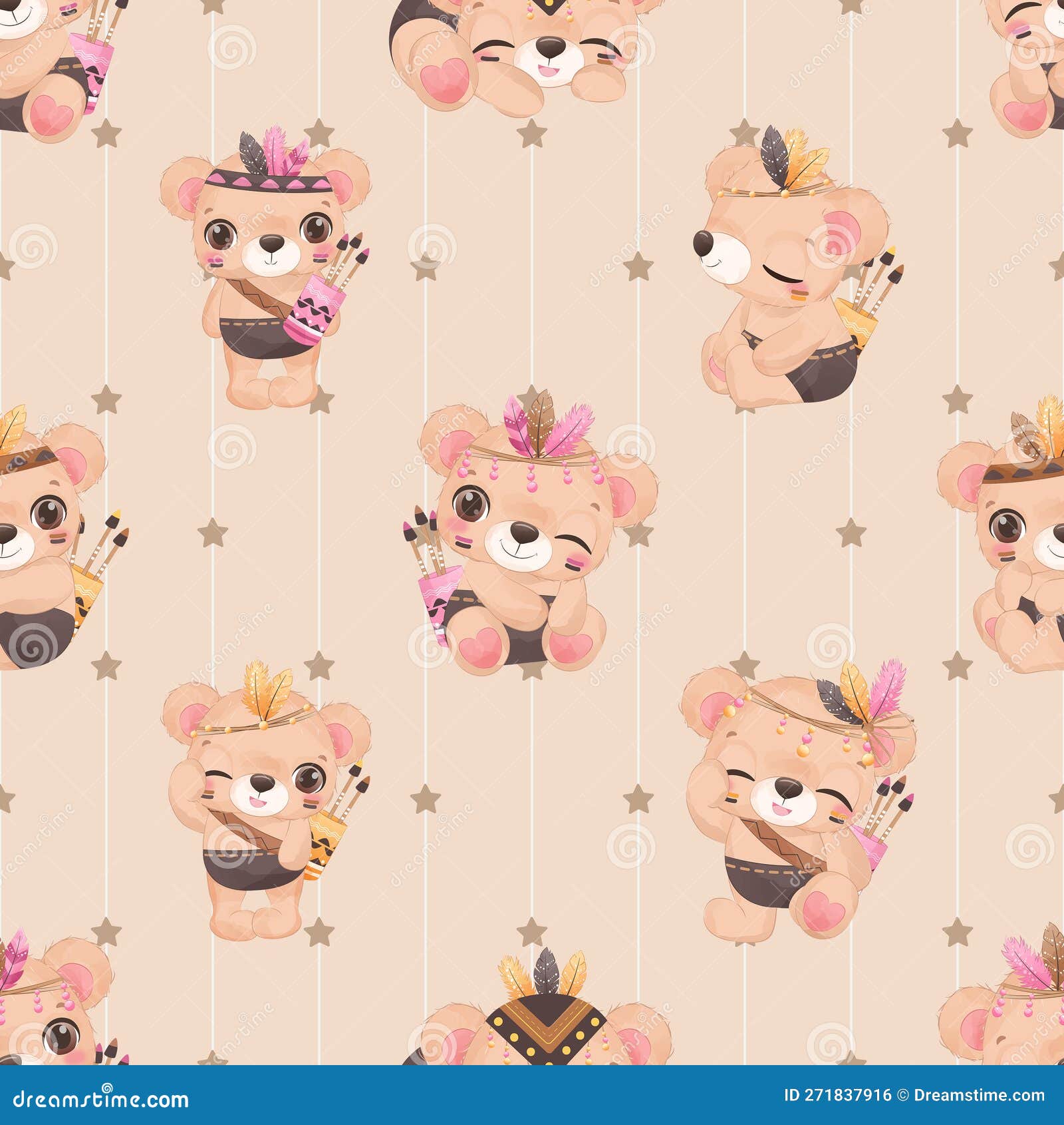 Seamless Repeating Pattern with Cute Bears Stock Illustration ...